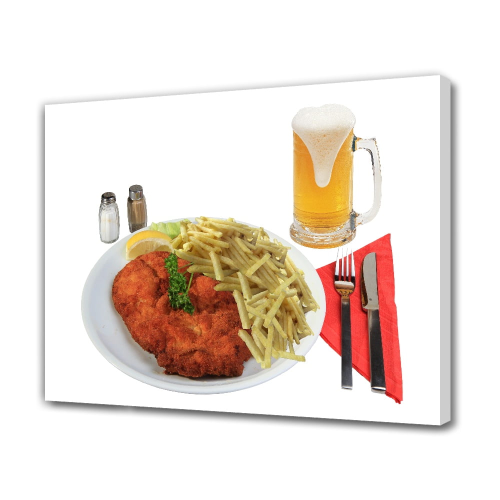 Meal Schnitzel Breaded Kitchen Canvas Poster Bedroom Decor Sports ...