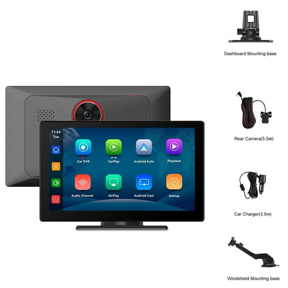 Meamaz 7" HD Wireless Apple CarPlay/Android Auto Screen - 170° Backup ...