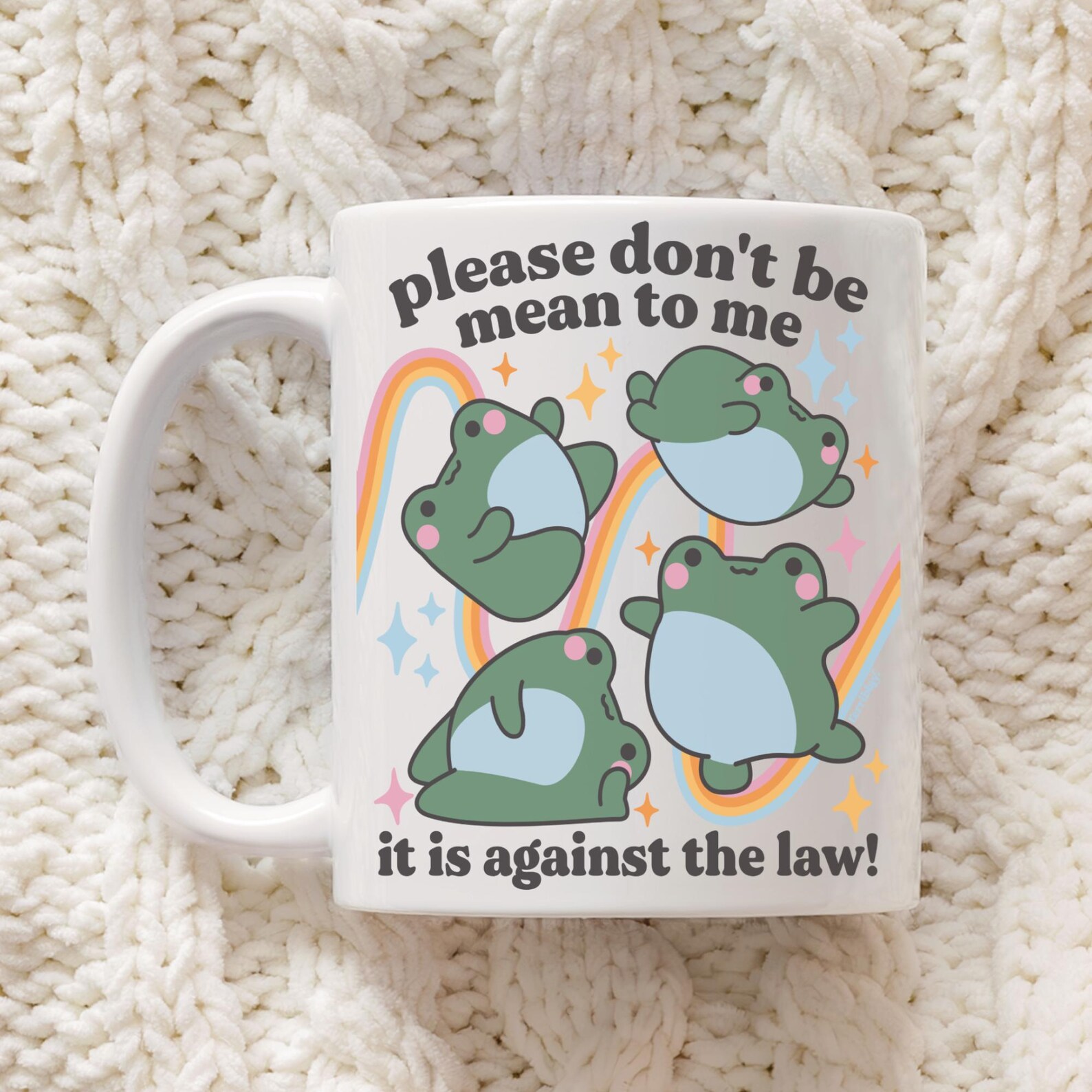 Don't Be Mean Coffee Mug, Tea Cup, Funny For Work, Cute Kawaii Frog ...