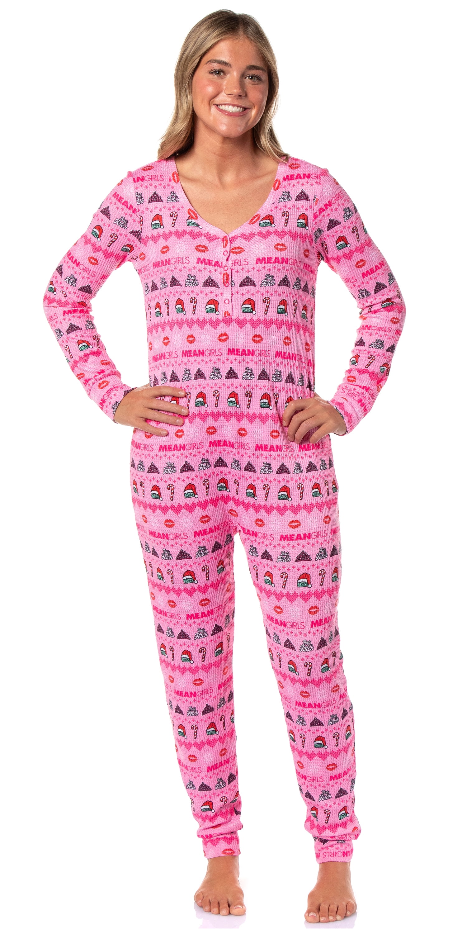 Mean Girls Women's Christmas Waffle Union Suit One-Piece Long Sleeve ...