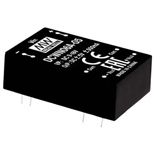 Mean Well DCWN06A-15, Module DC-DC 12VIN 2-OUT 15V/-15V 0.2A/-0.2A 6W 8 ...