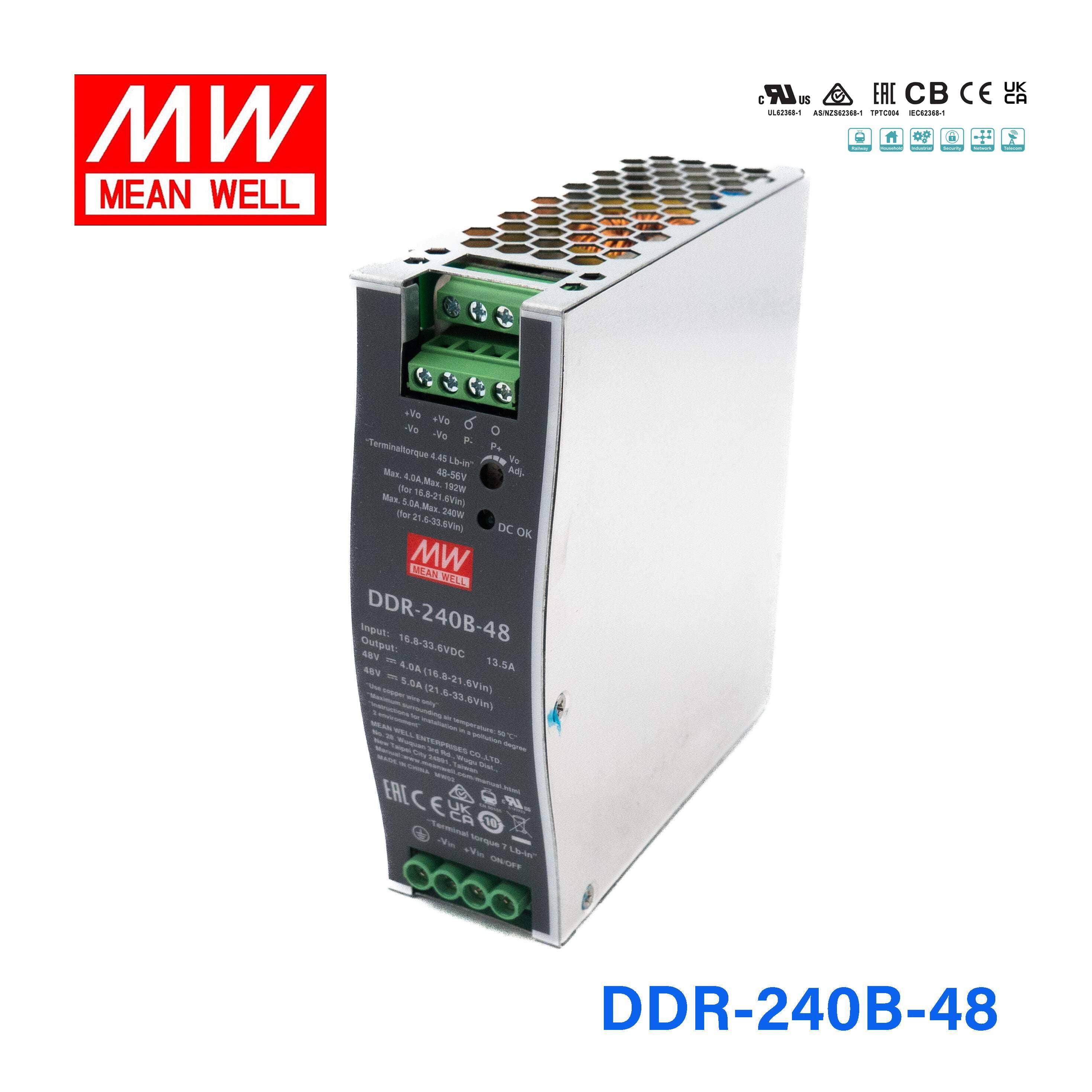 Mean Well DDR-240B-48 DC-DC Converter - 240W - 16.8~33.6V in 48V out - Walmart.com