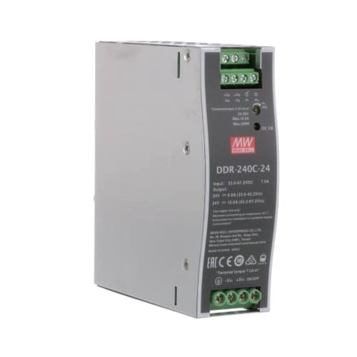 Mean Well DDR-240C-24, DC-DC Converter; DIN Rail 240W 24V 10A, 33.6-67 ...