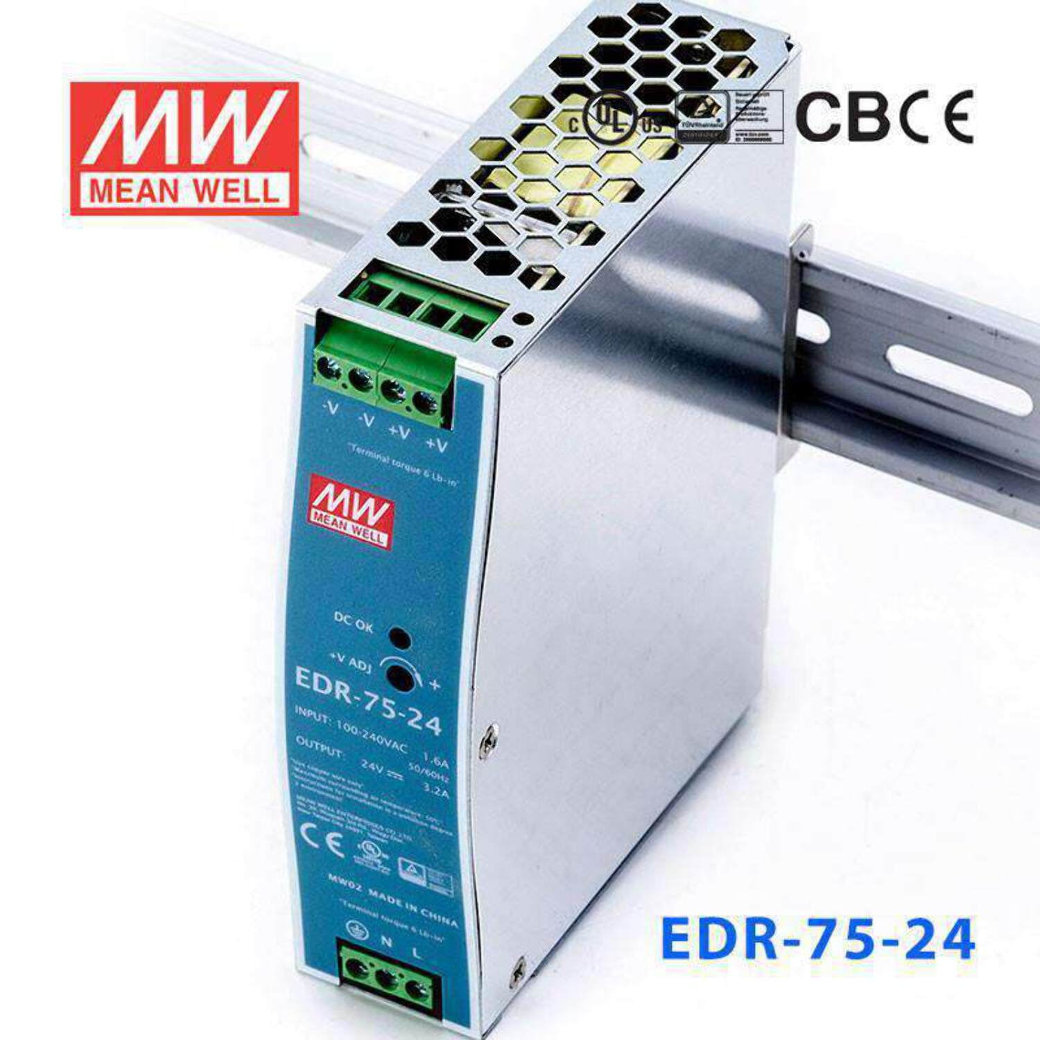 Mean Well EDR-75-24 Single Output Industrial Power Supply 75W 24V - DIN Rail - Walmart.com