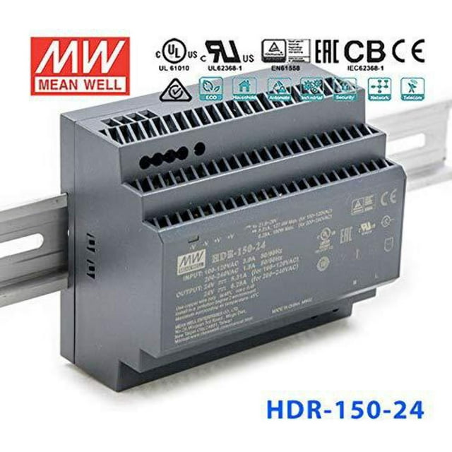 Mean Well HDR-150-24 Ultra Slim Step Shape Power Supply 150W 24V - DIN ...