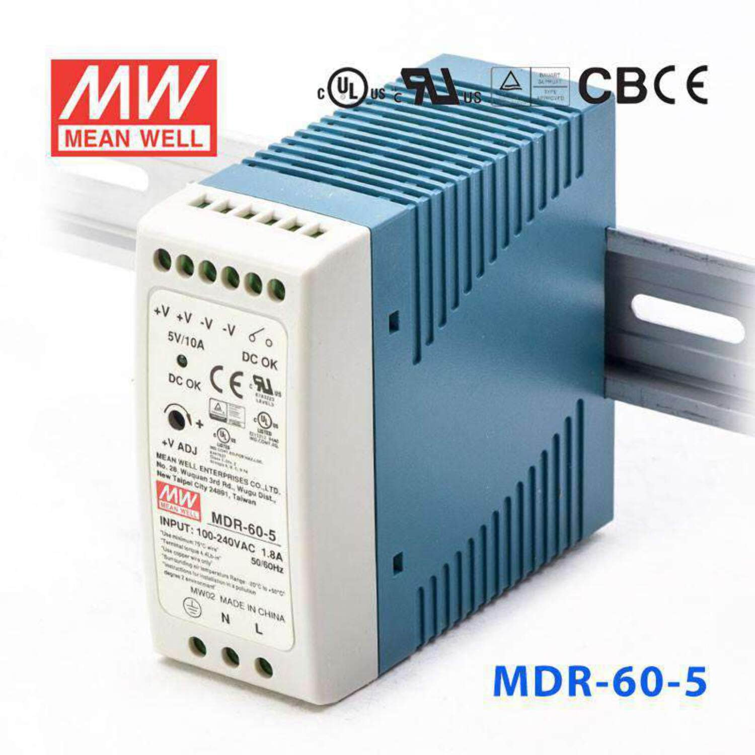Mean Well MDR-60-5 Single Output Industrial Power Supply 60W 5V - DIN ...