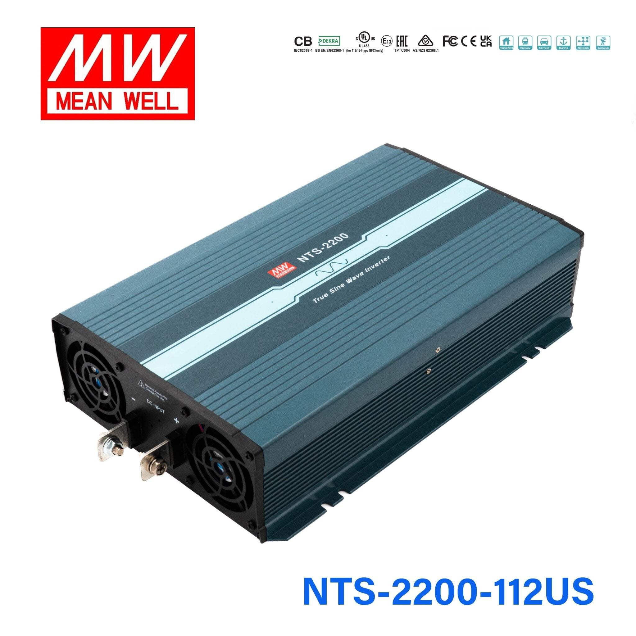 Mean Well NTS-2200-112US True Sine Wave DC-AC Inverter 2200W 110V out ...