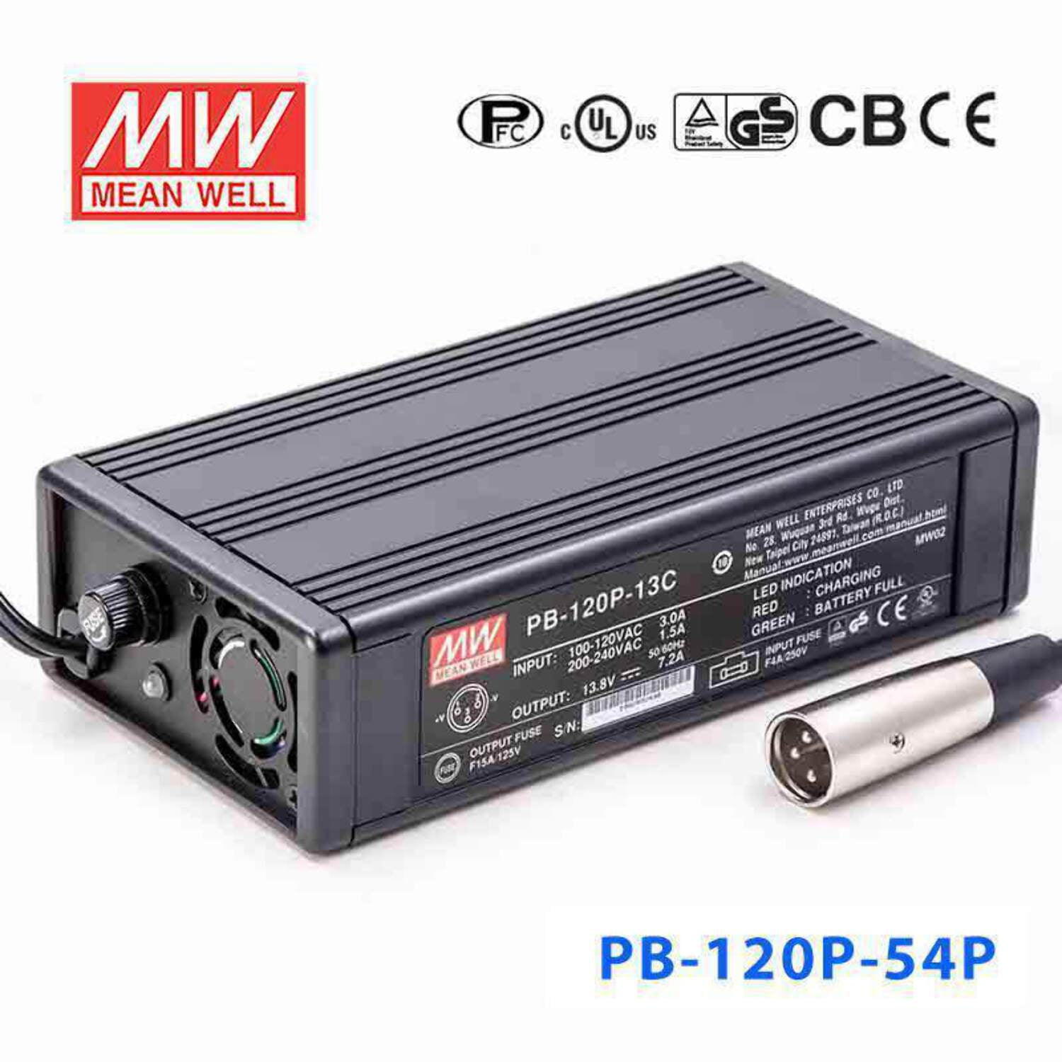 Mean Well PB-120P-54P Portable Battery Chargers 121.44W 55.2V 2.2A ...