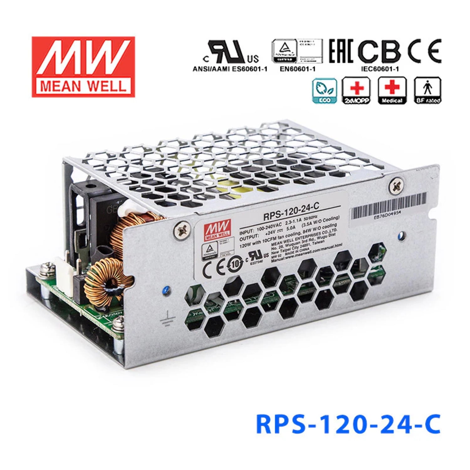 Mean Well RPS-120-24C Green Power Supply W 24V 5A - Medical Power ...