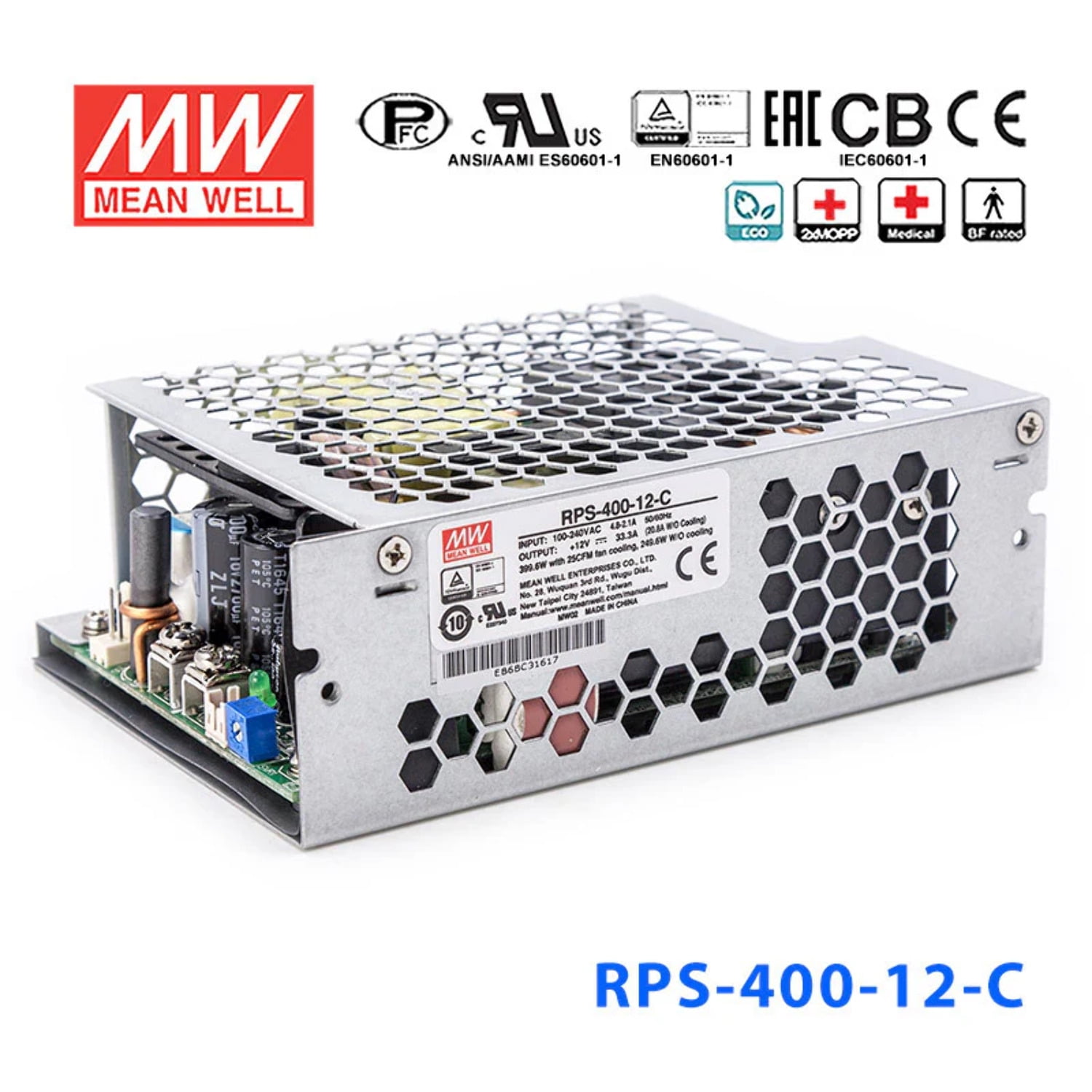 Mean Well RPS-400-12-C Green Power Supply W 12V 20.8A - Medical Power ...
