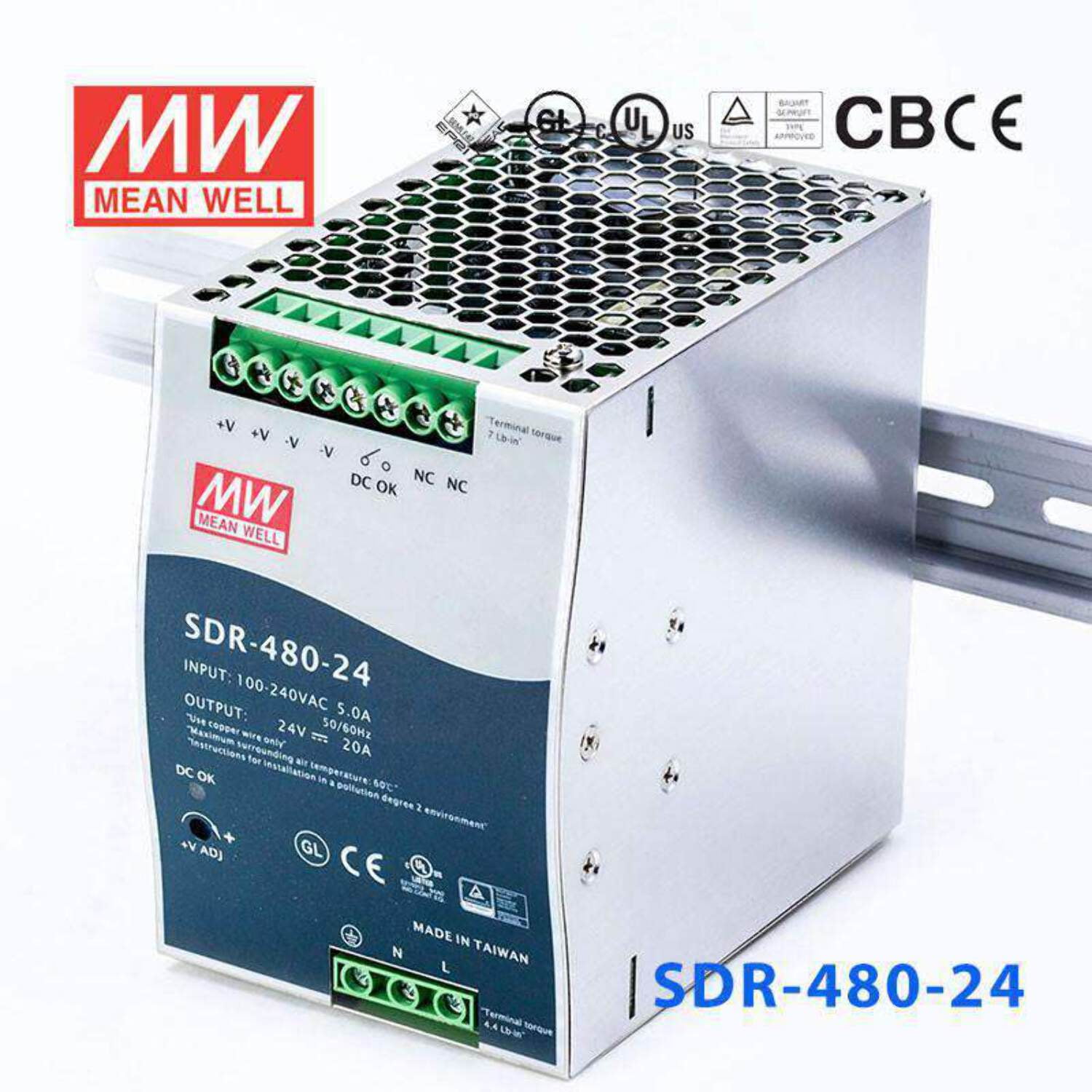 Mean Well SDR-480-24 Single Output Industrial Power Supply 480W 24V ...