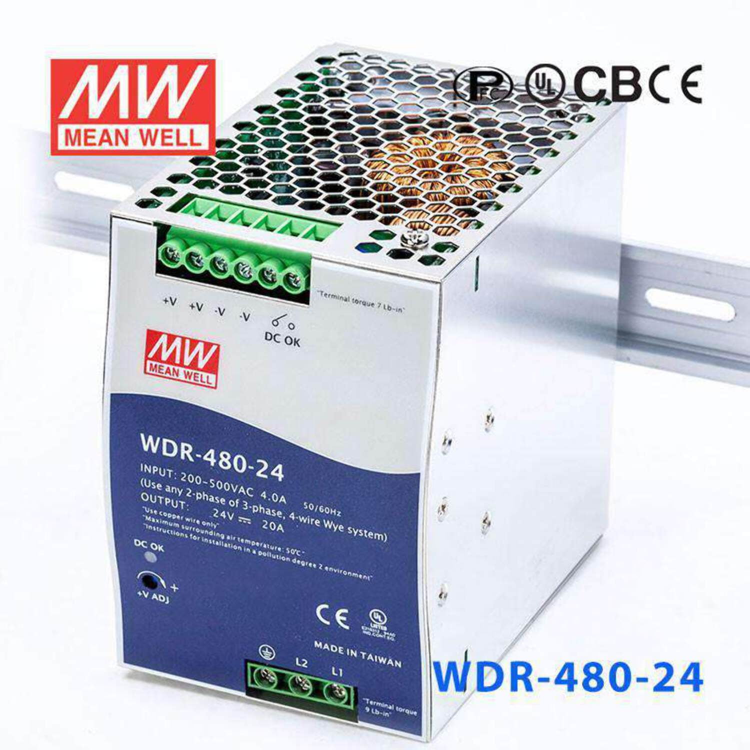 Mean Well WDR-480-24 Single Output Industrial Power Supply 480W 24V ...