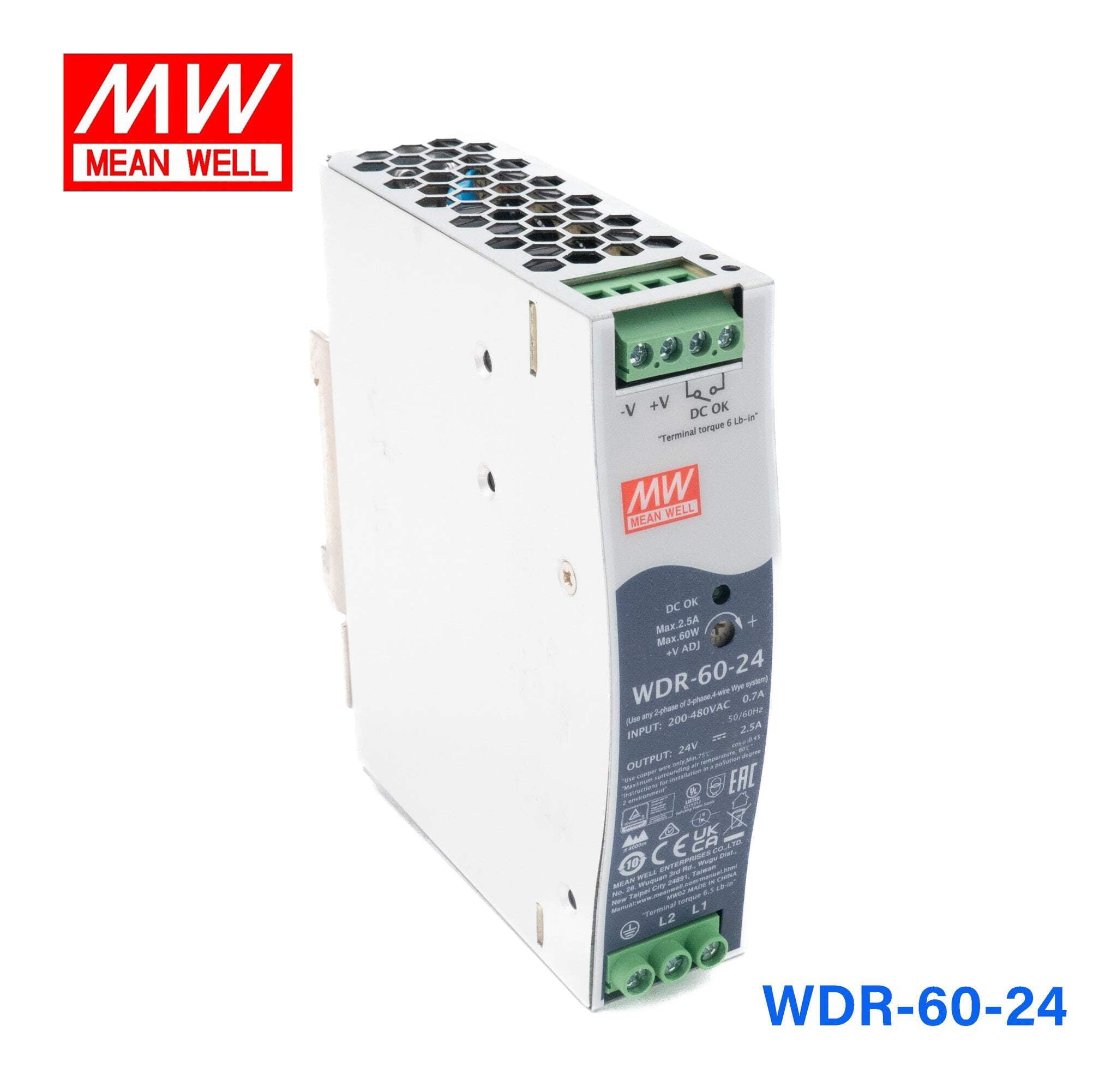 Mean Well WDR-60-24 Single Output Industrial Power Supply 60W 24V - DIN ...
