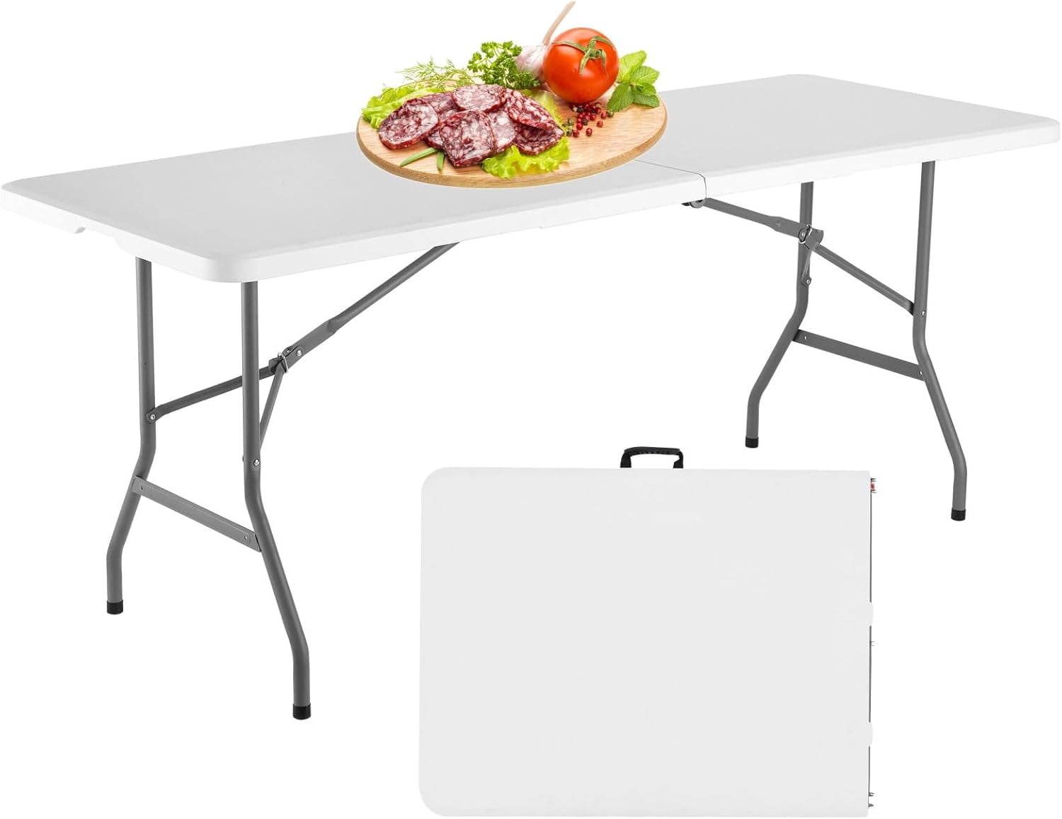 Mean Yeah 6 Foot Foldable Table, Heavy Duty Portable Rectangular ...