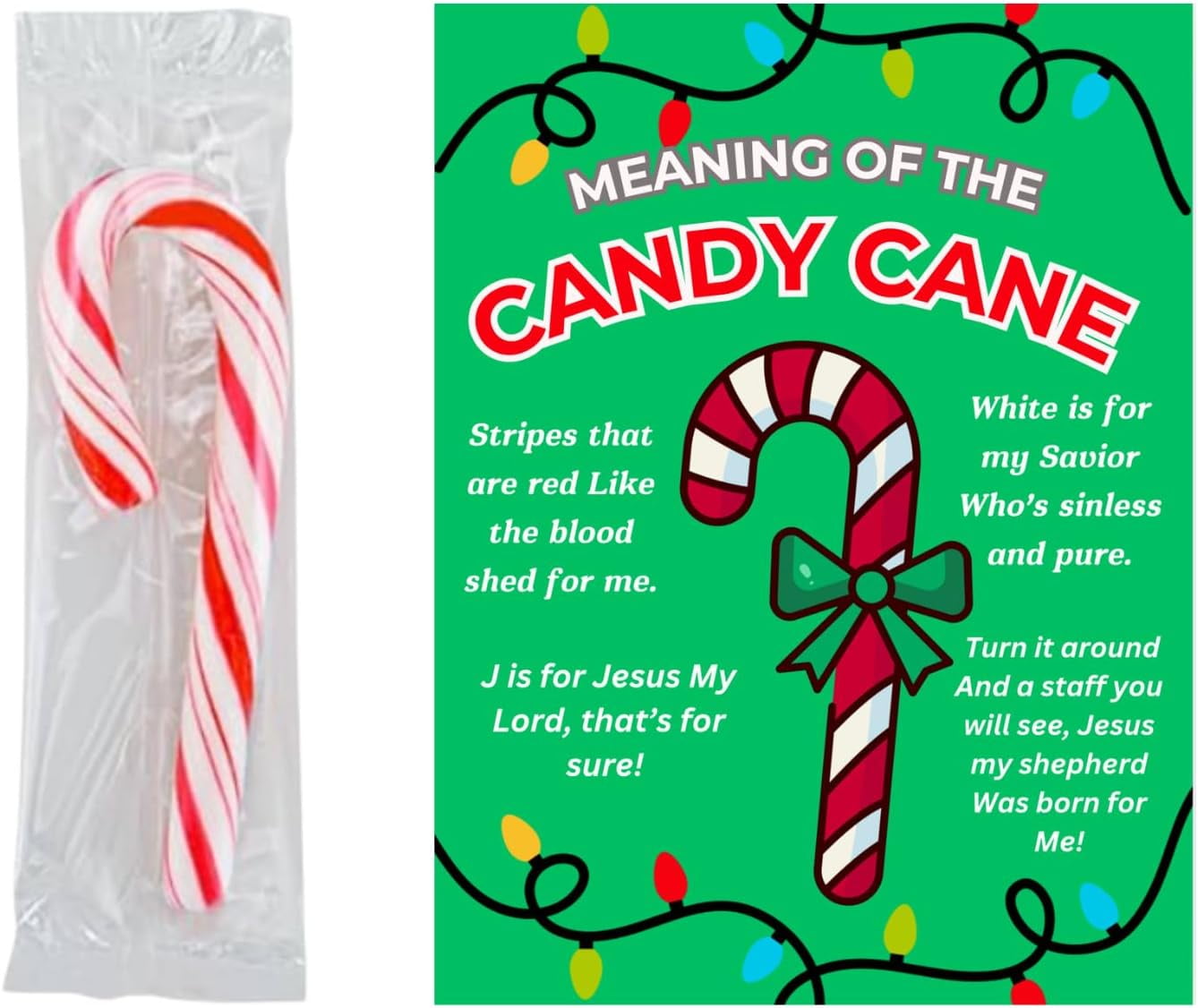 Meaning of The Candy Cane Christmas Poem Card Bookmarks with Mini Candy Canes Favors Bulk 50 ...