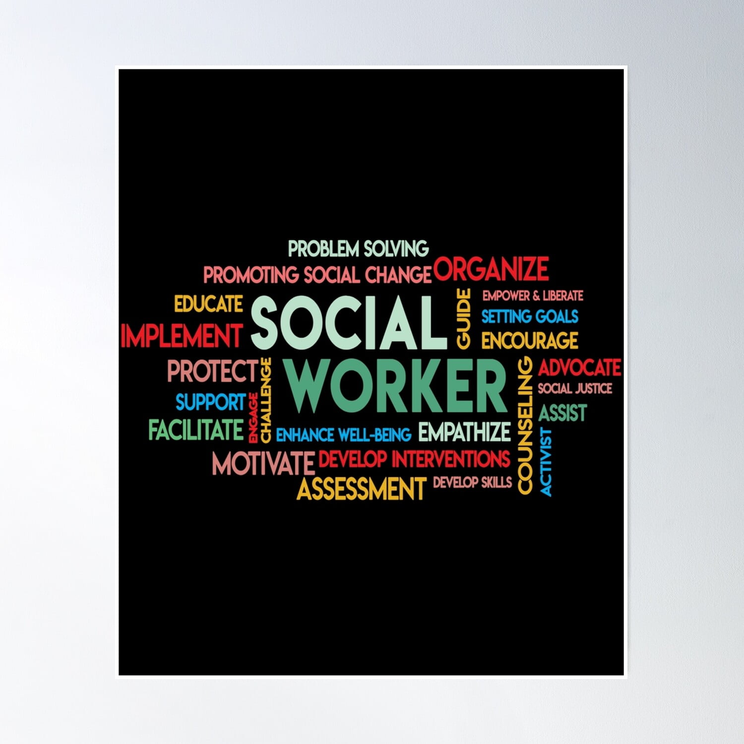 Meaningful Social Worker Gift - Word Cloud - Social Work Poster Wall ...