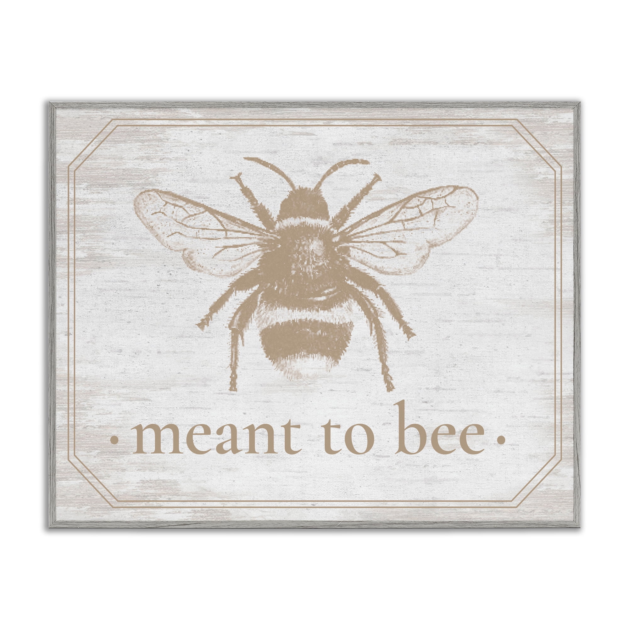 Meant To Bee Rustic Border Gray Framed Giclee Art, design by Lettered ...