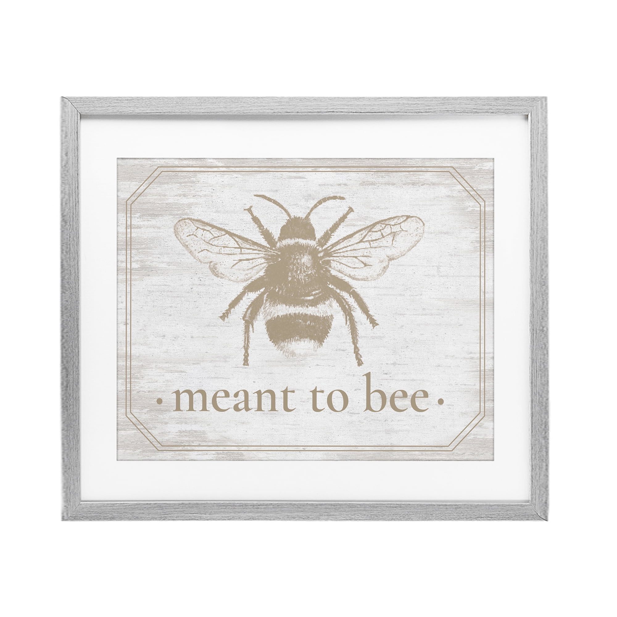 Meant To Bee Rustic Border Gray Framed Print Under Glass, design by ...