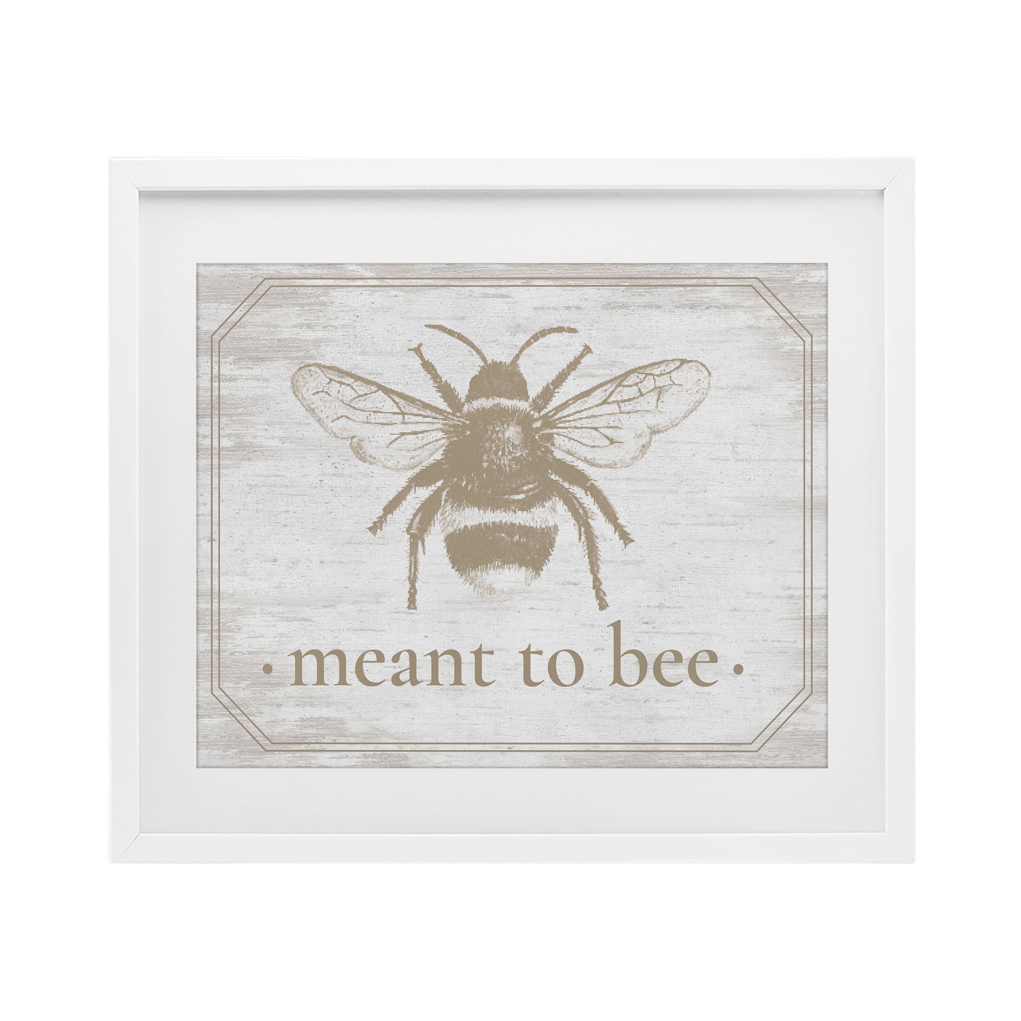 Meant To Bee Rustic Border White Framed Print Under Glass, design by ...