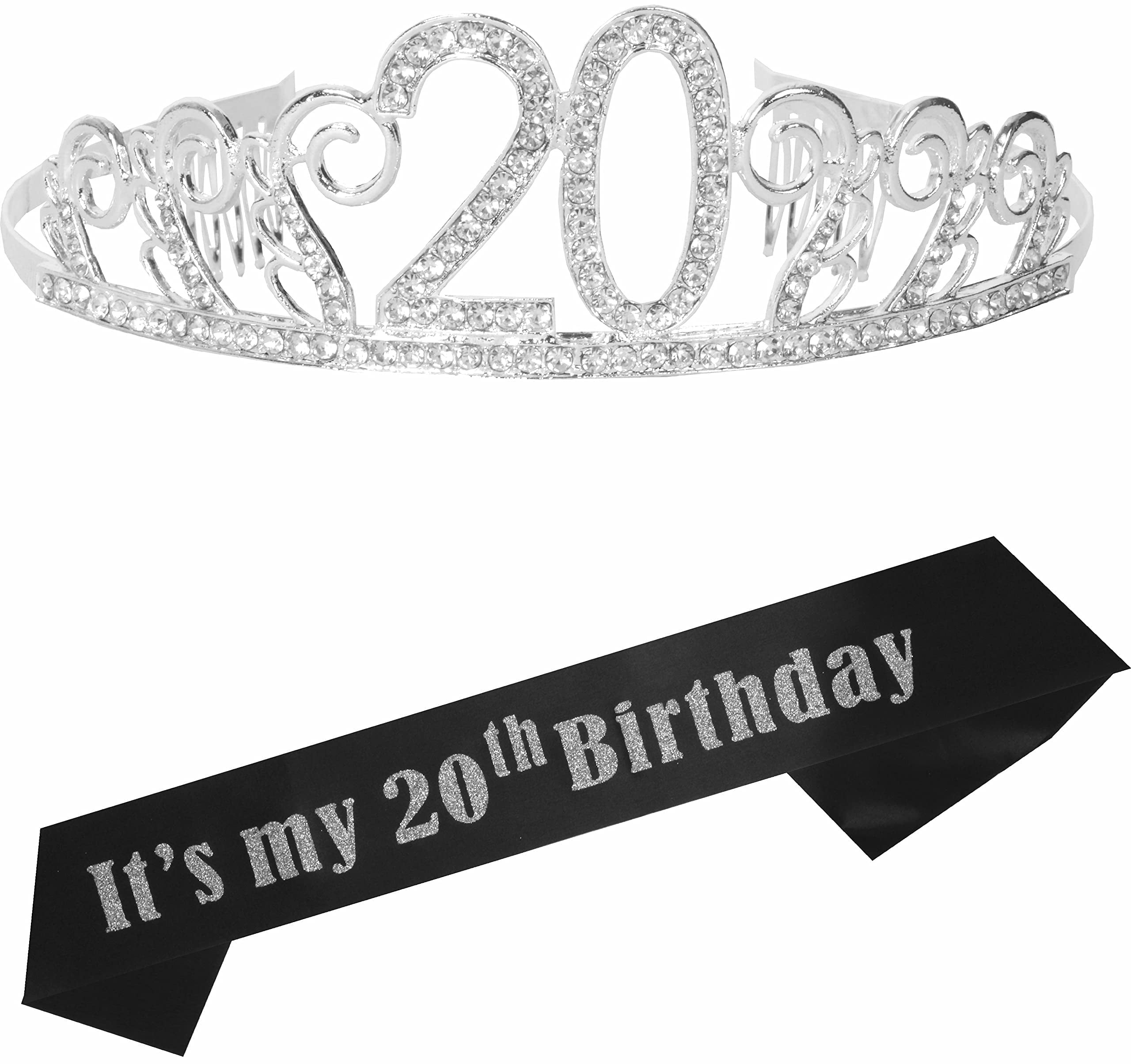 MEANT2TOBE 20th Birthday Sash and Tiara for Women - Fabulous Set ...