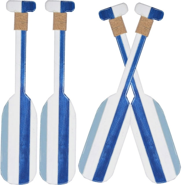 MEANT2TOBE Decorative Wooden Oar Wall Decor, 4 Nautical Striped Oars ...