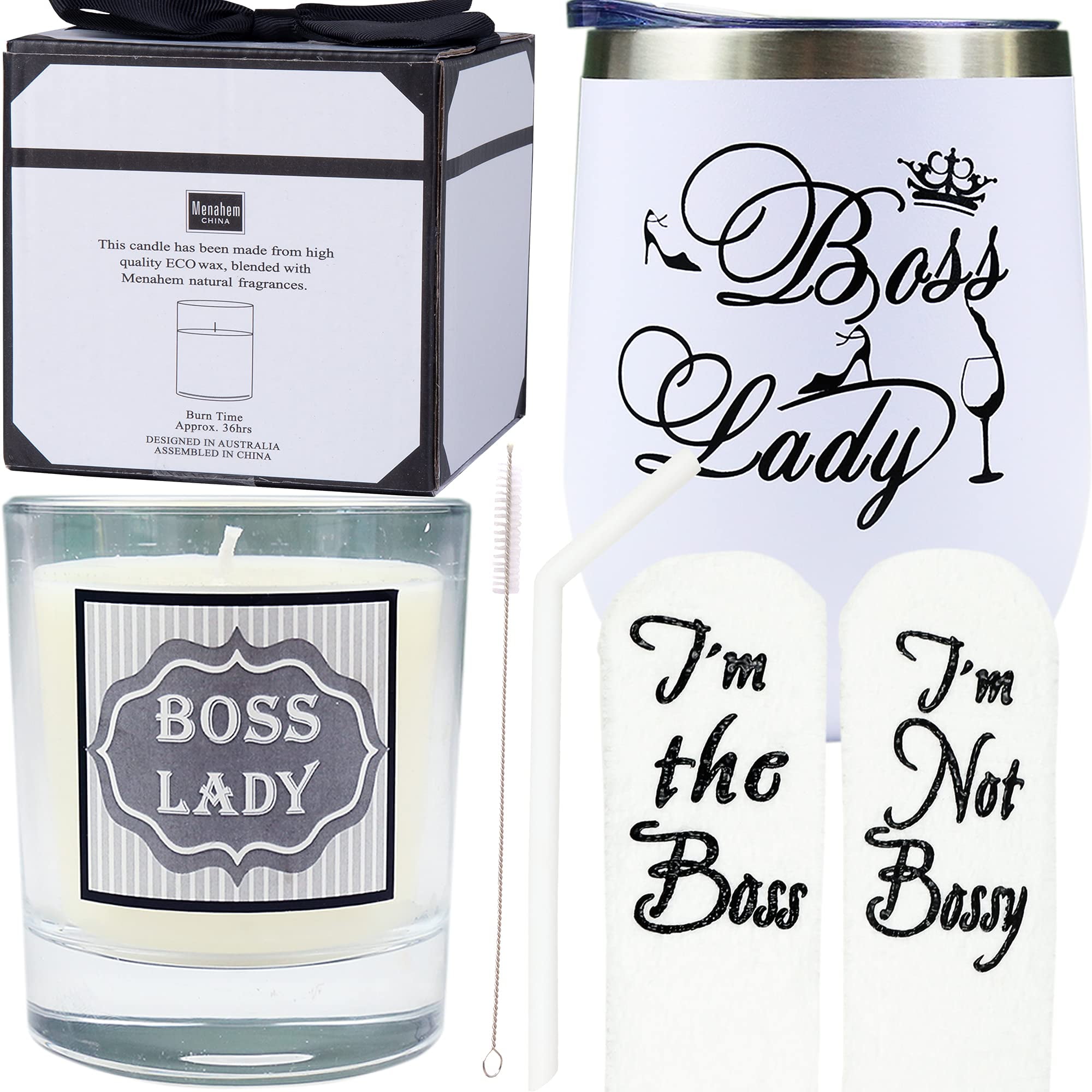VeryMerryMakering Boss Lady Gifts Set - Mug, Tumbler, and Socks - Ideal ...