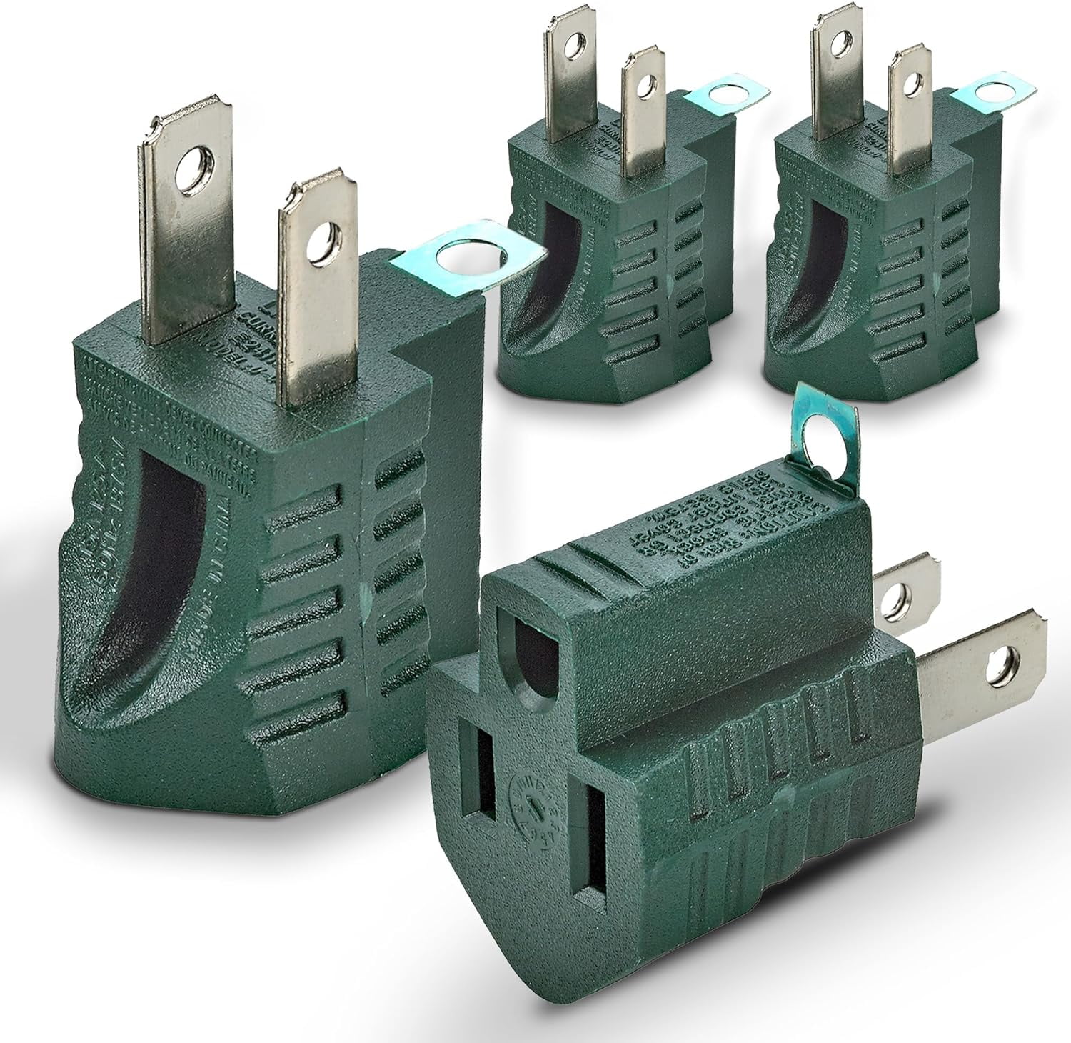 MeasuPro 3-Prong to 2-Prong Grounding Adapter Plug - 4 Piece for Wall ...