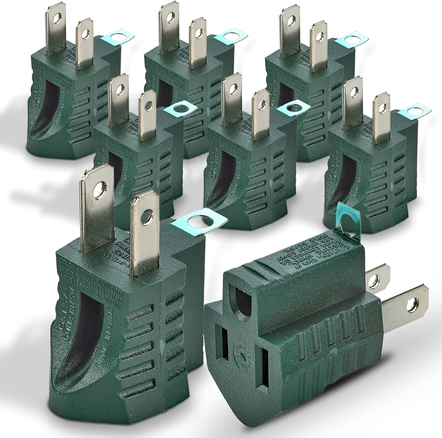 MeasuPro 3-Prong to 2-Prong Grounding Adapter Plug - 8 Piece for Wall ...