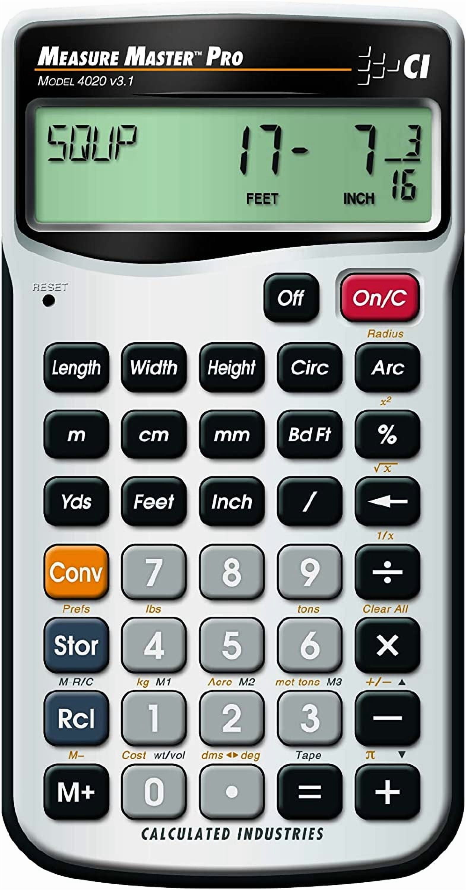 Measure Master Pro Feet-Inch-Fraction and Metric Construction Math ...