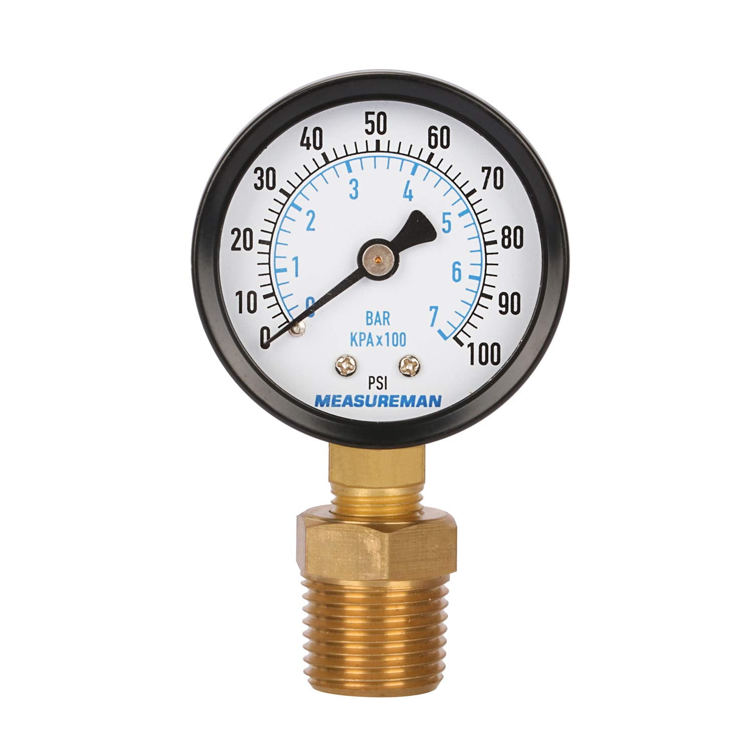 Measureman 2" Well Pump Pressure Gauge, si/bar, 1/4"NPT Male with 1/2 ...