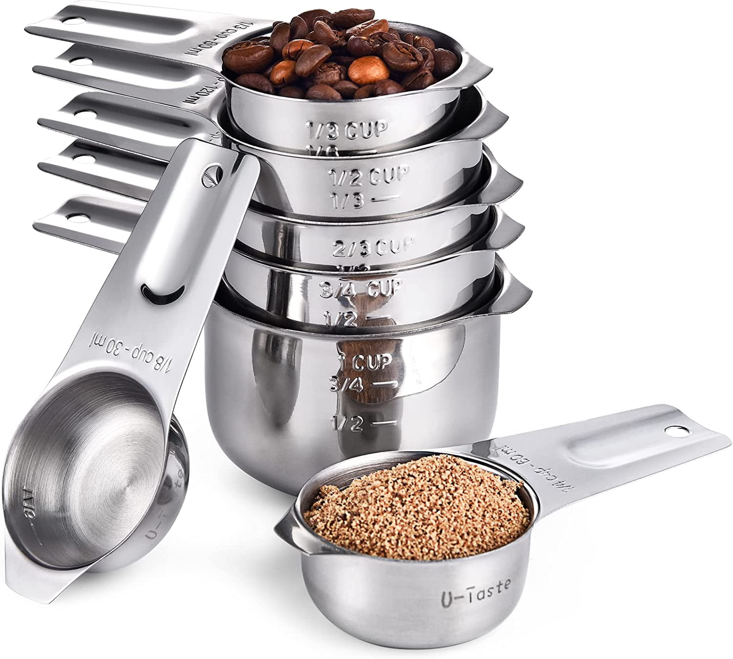 Measuring Cups: 18/8 Stainless Steel Measuring Cups Set of 7-Piece: 1/8 ...