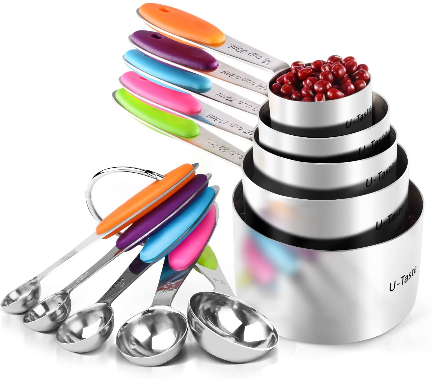 Measuring Cups : 18/8 Stainless Steel Measuring Cups and Spoons Set of ...