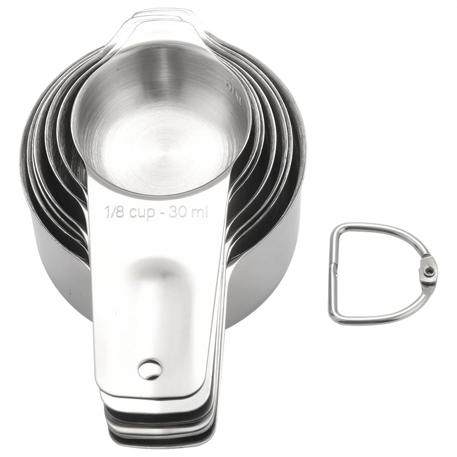 Measuring Cups Set of 7 with 1/8 Cup Coffee Scoop,Stainless Steel Metal ...