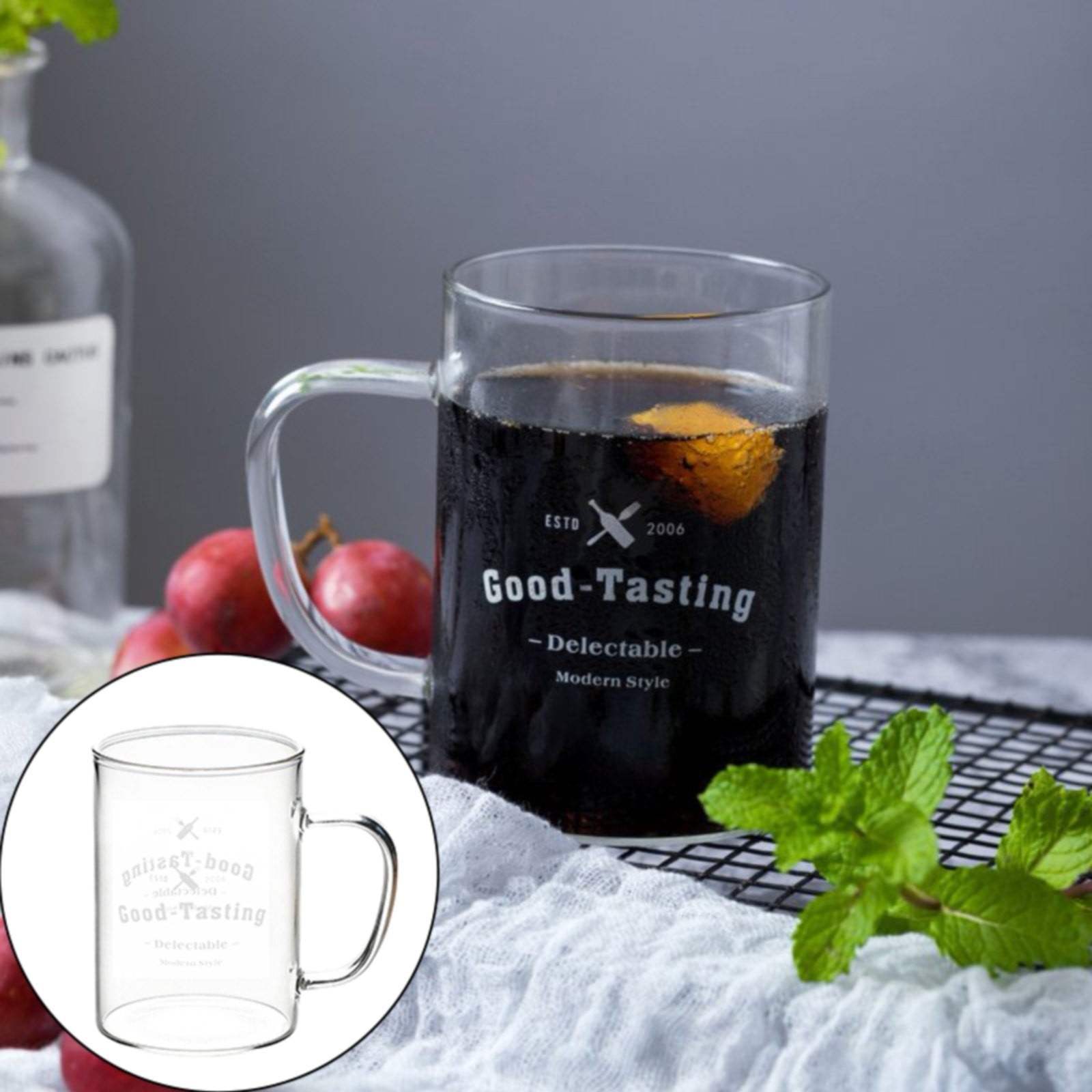 Measuring Cups Clear Glass Coffee Mugs 17 Oz Clear Transparent Tea Cups ...