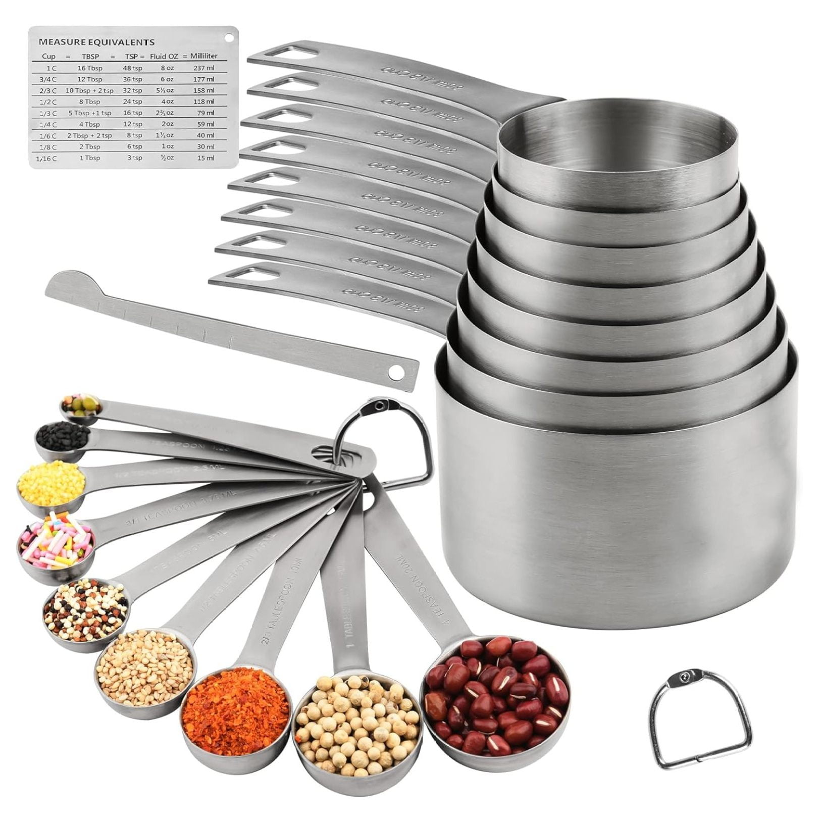Measuring Cups Set, 18/8 Stainless Steel Measuring Cups and Spoons Set ...