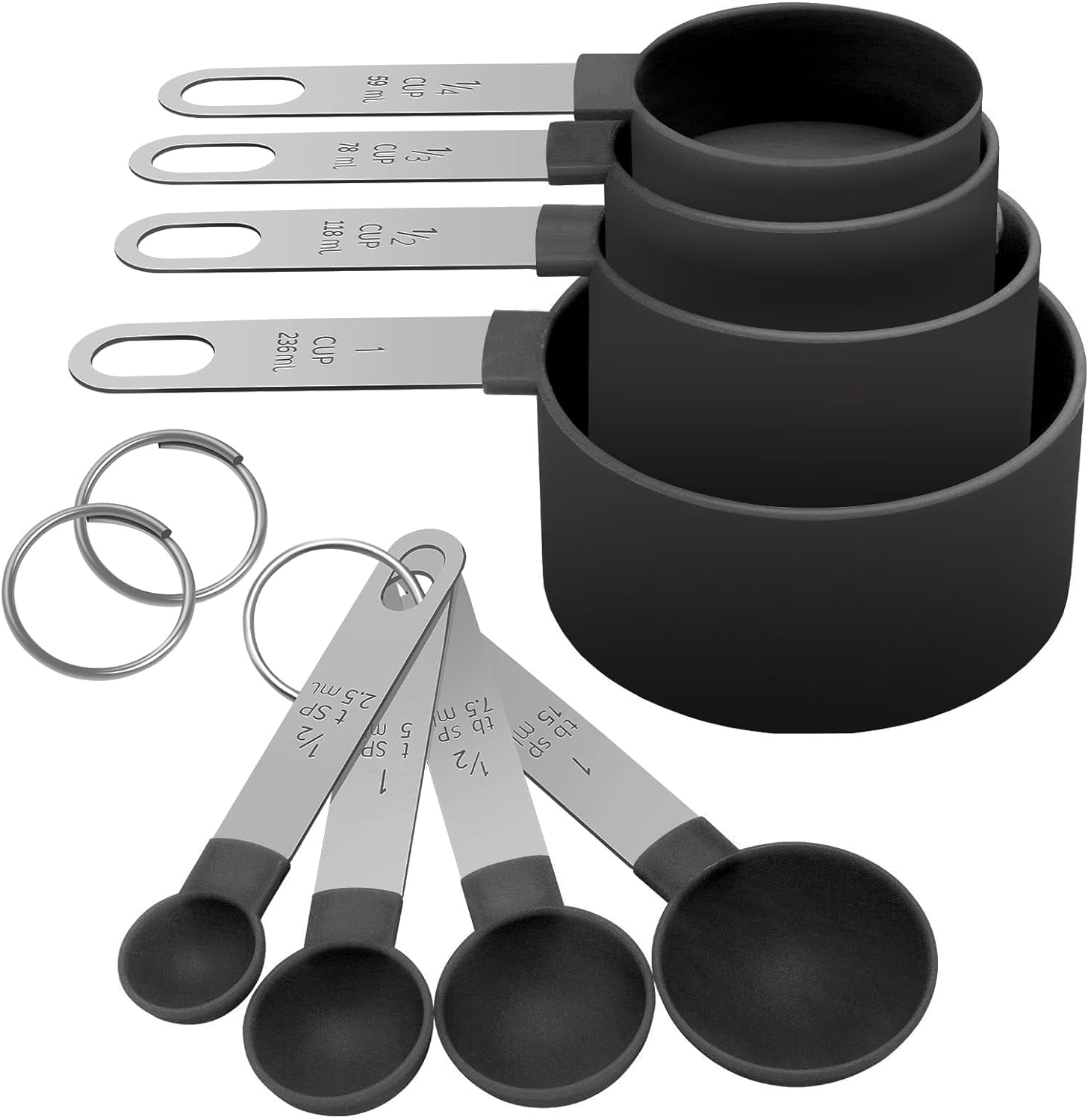 Measuring Cups Set Measuring Spoons Set, Nesting Measure Cups with Stainless Steel Handle, For ...