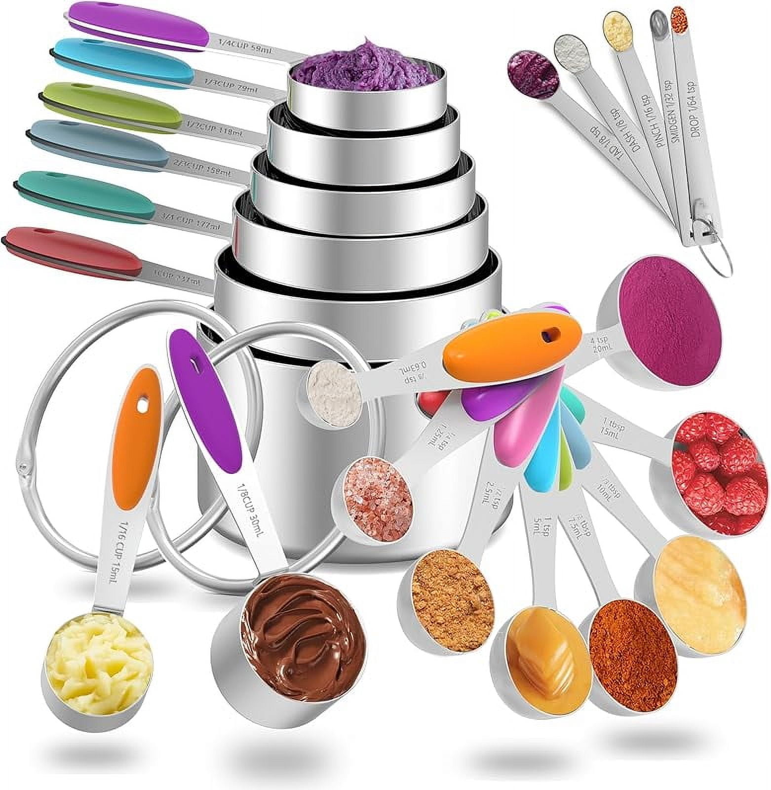 Measuring Cups and Spoons Set, 21 Pieces Stainless Steel Measuring Cups ...