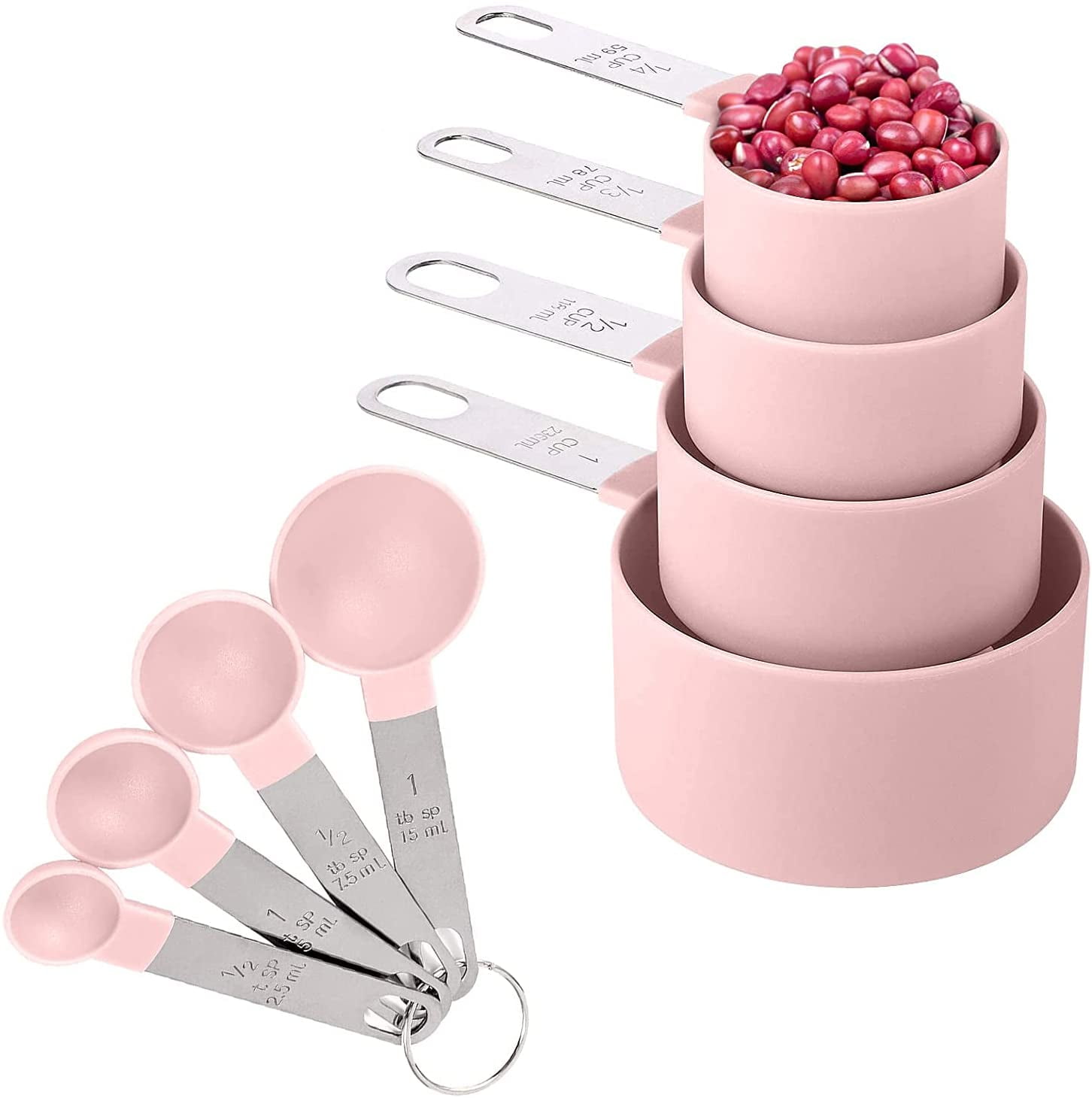 Measuring Cups and Spoons Set, 8 Pieces Nesting Measure Cups and Spoons ...
