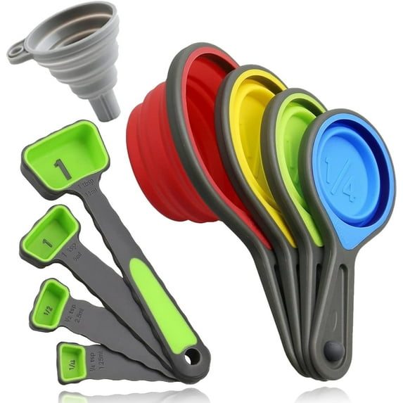 Measuring Cups and Spoons set, Collapsible Measuring Cups, 8 piece ...