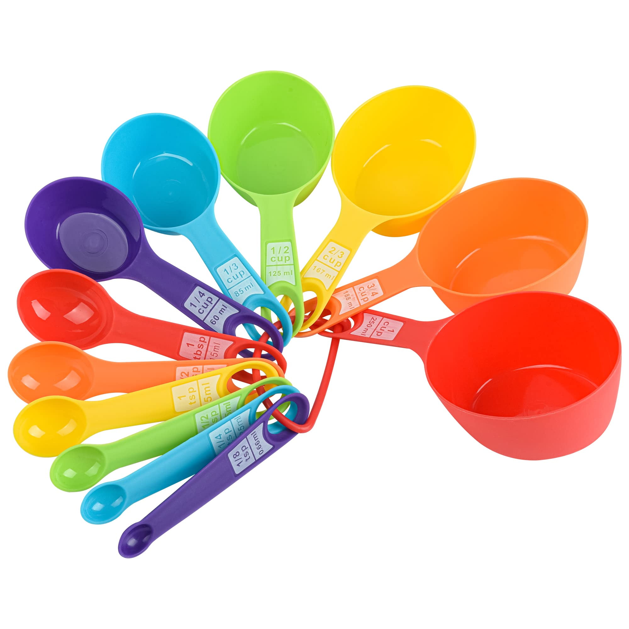 Measuring Cups and Spoons Set - 12 Piece Plastic Set for Baking ...