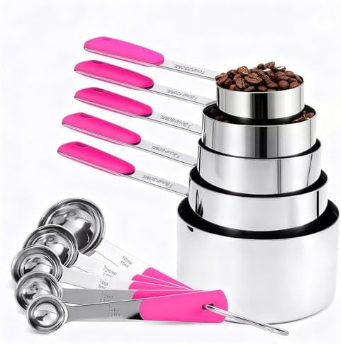 Measuring Cups and Spoons Set Stainless Steel 10 Piece for Cooking and ...