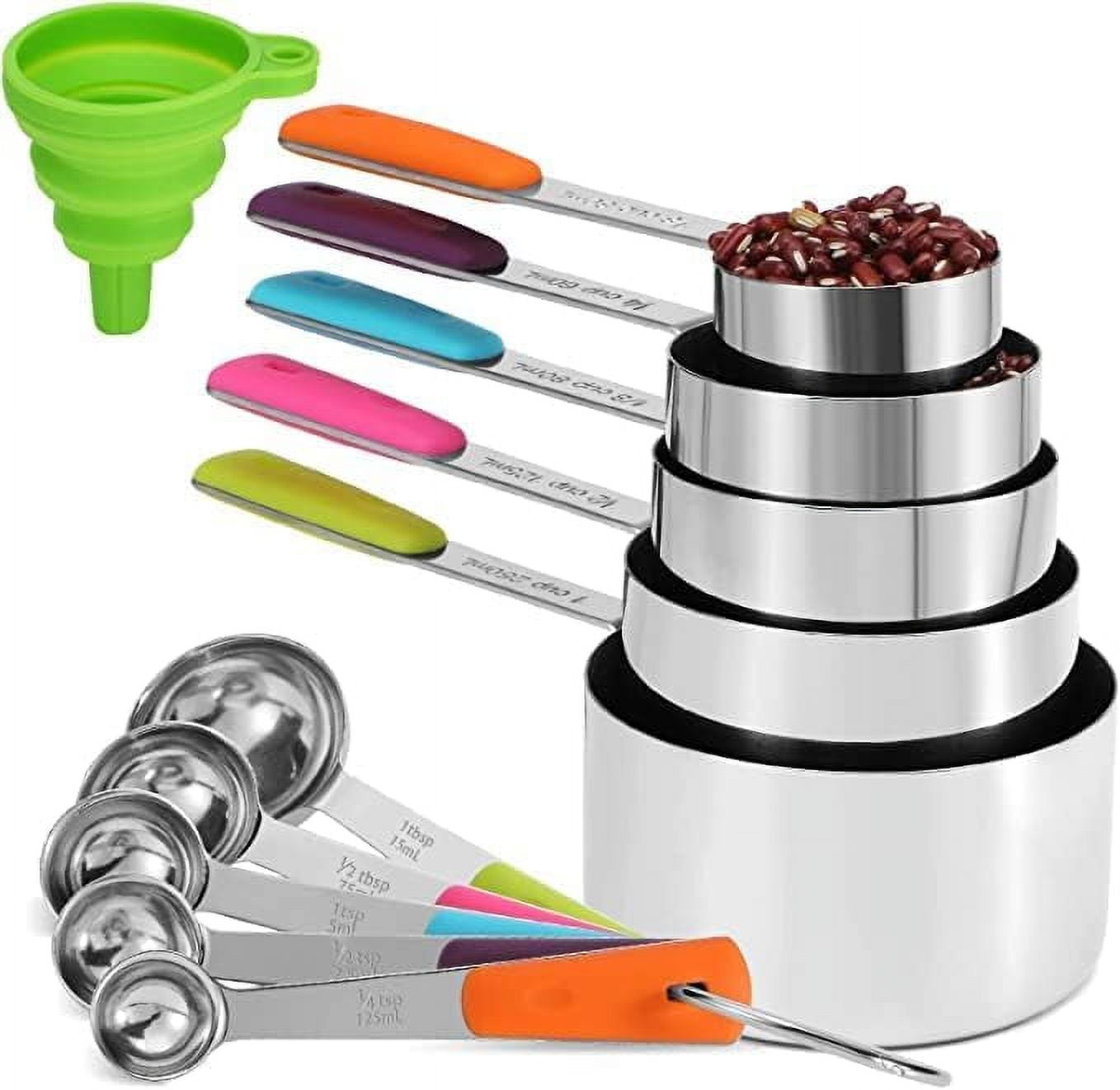 Measuring Cups and Spoons Set Stainless Steel 11 Piece for Cooking and ...
