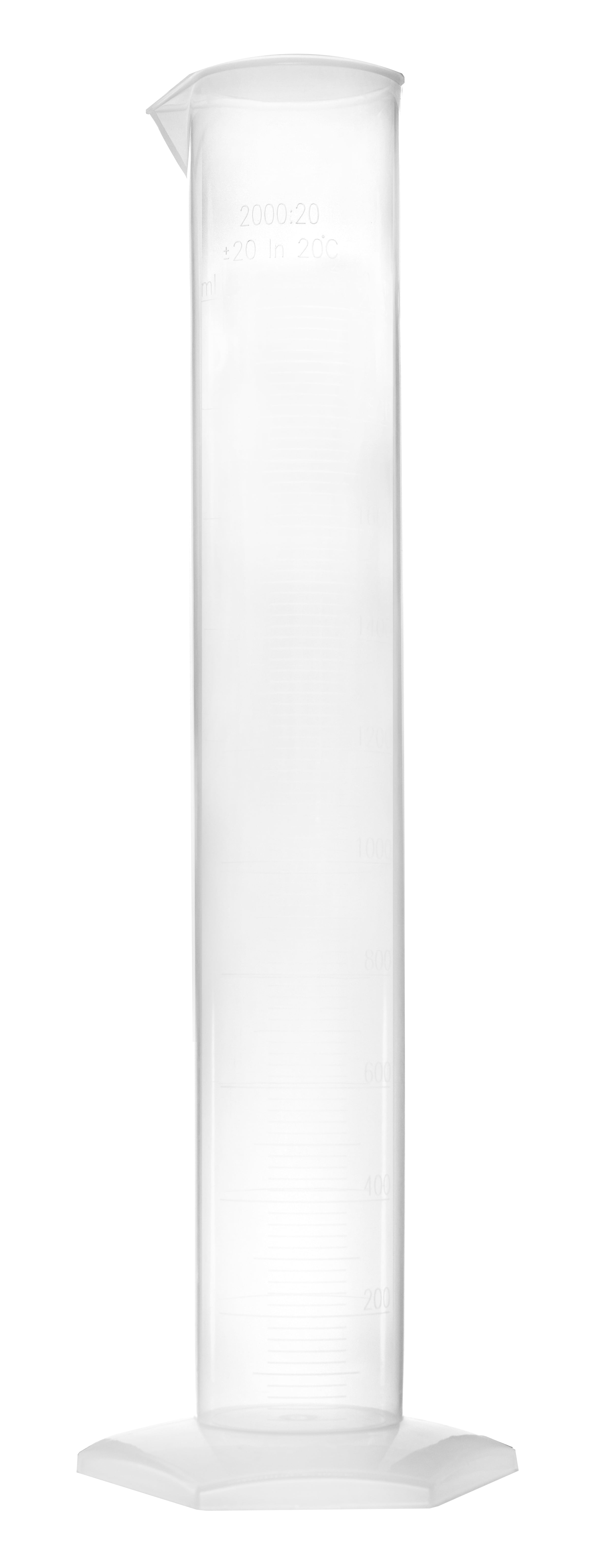 Measuring Cylinder, 2000ml - Class B Tolerance - Hexagonal Base ...