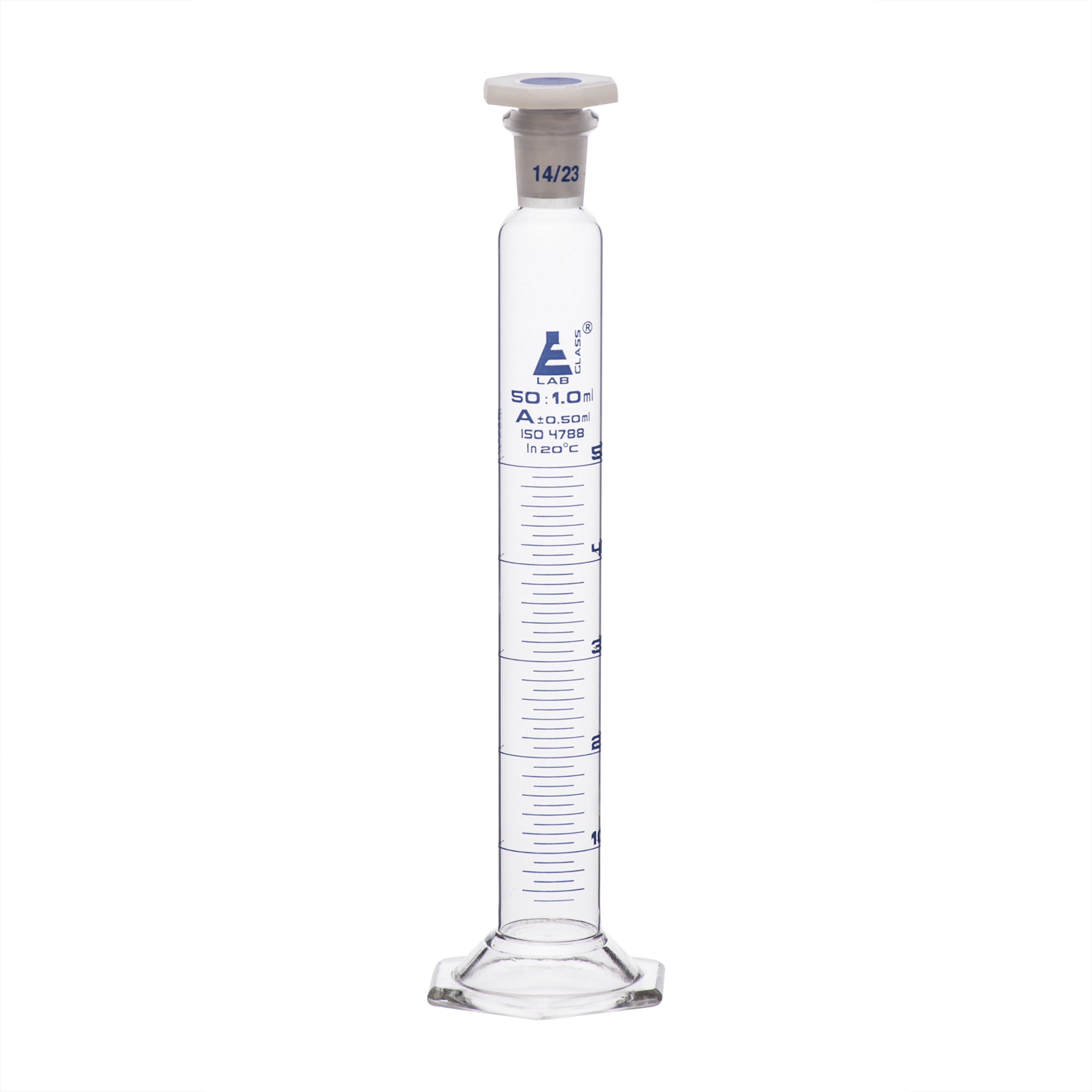 Measuring Cylinder, 50mL - Class A - 14/23 Polypropylene Stopper ...