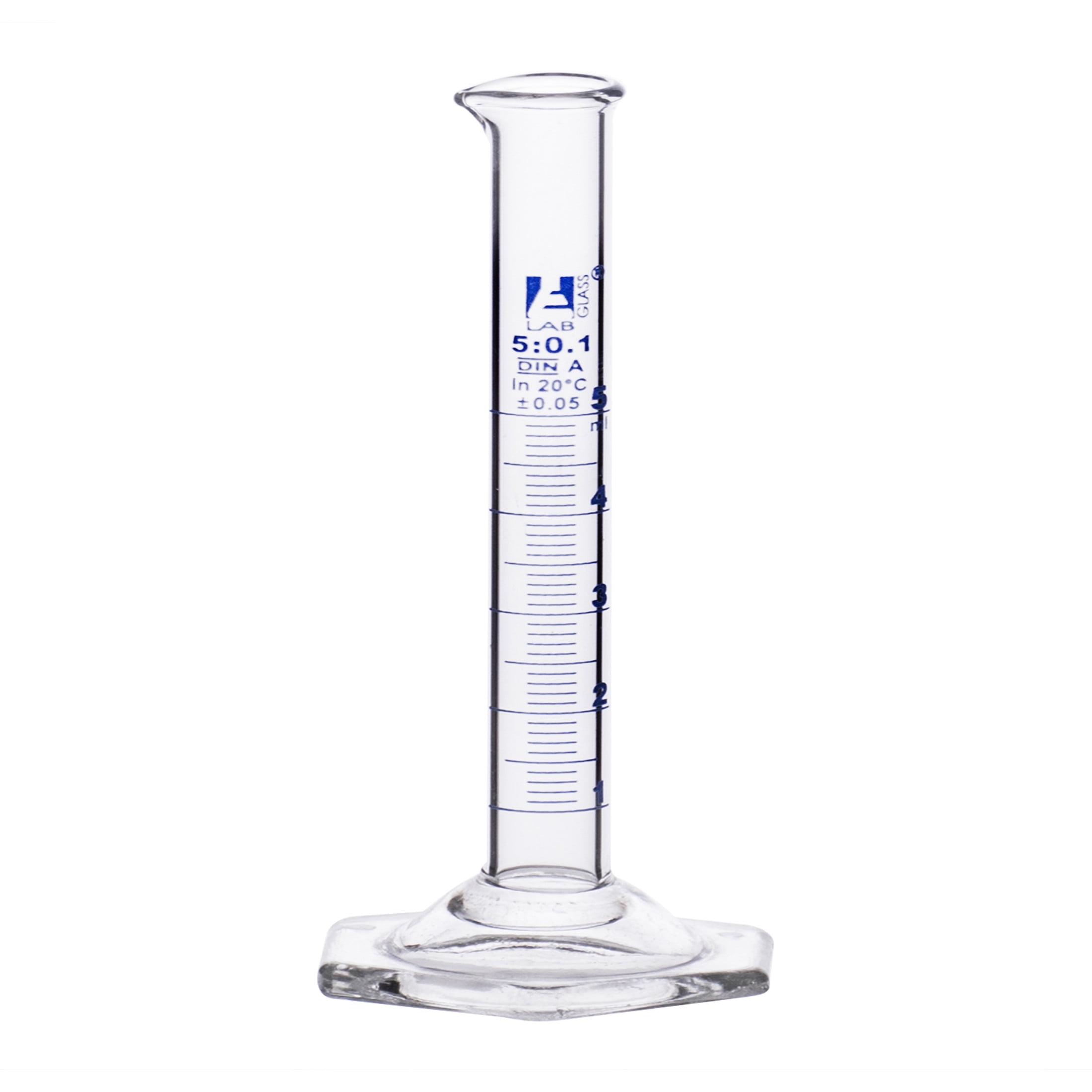Measuring Cylinder, 5ml - Class B, Tolerance: ±0.01ml - Hexagonal Base ...