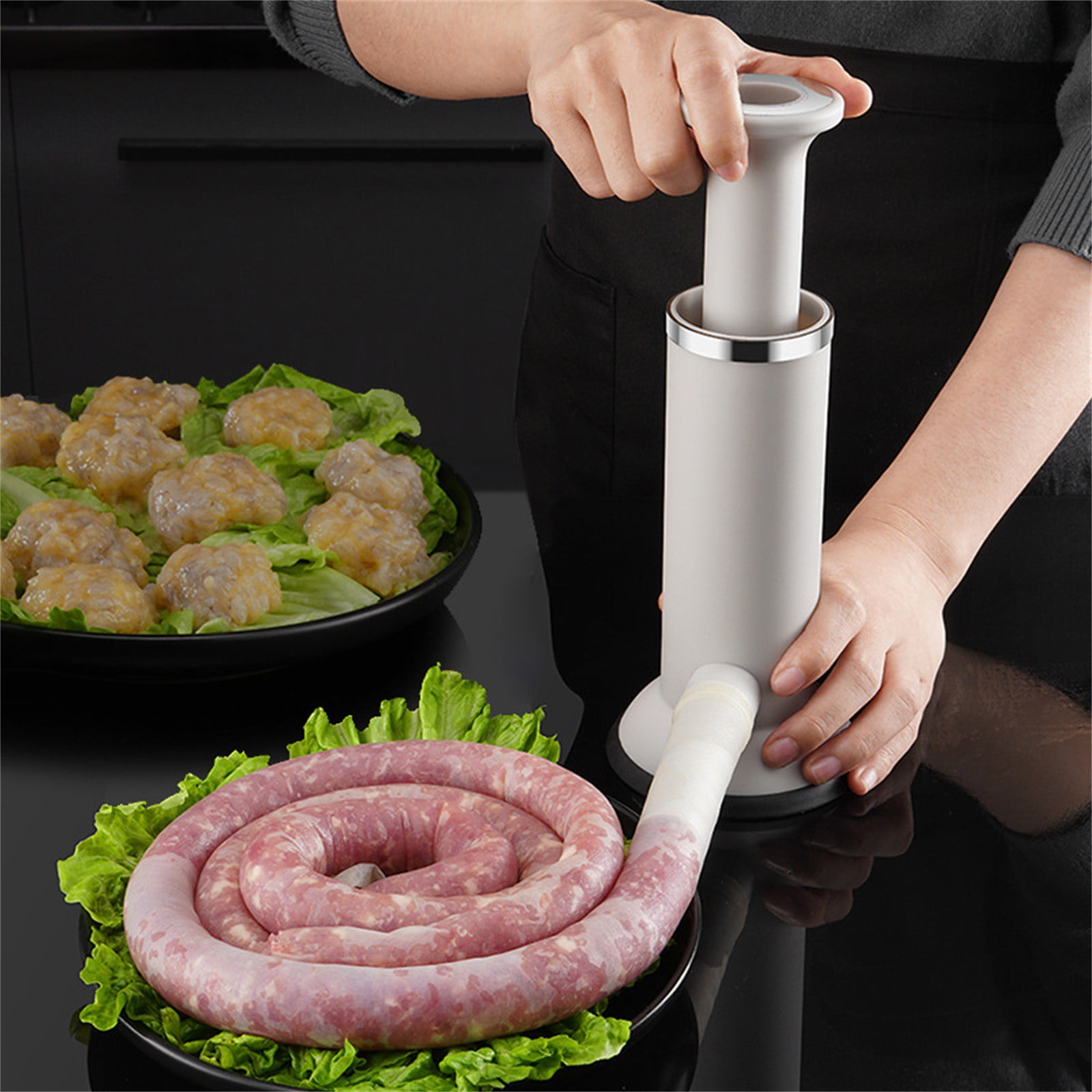 Measuring Spoon Manual Sausage Stuffer Maker Vertical Meat Filler ...
