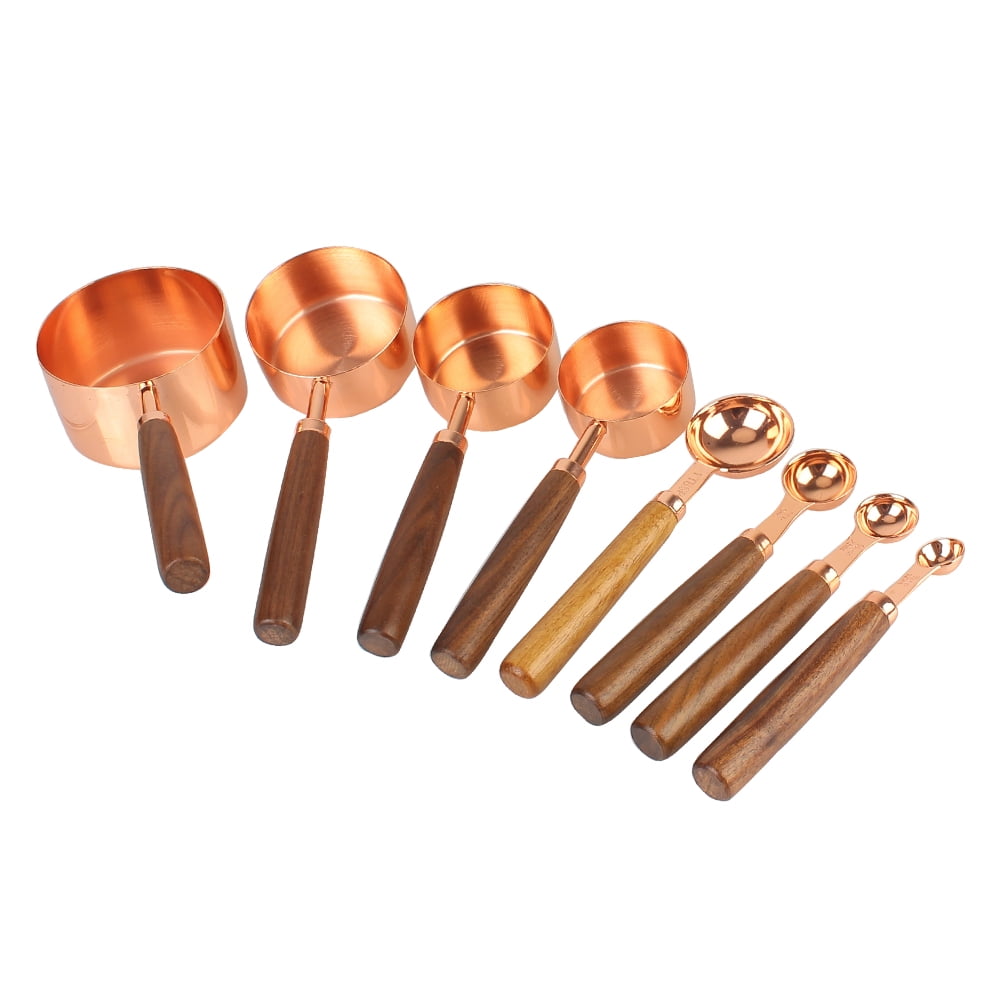 Measuring Spoon Set Kitchen Accessories Stainless Steel Wooden Handle ...