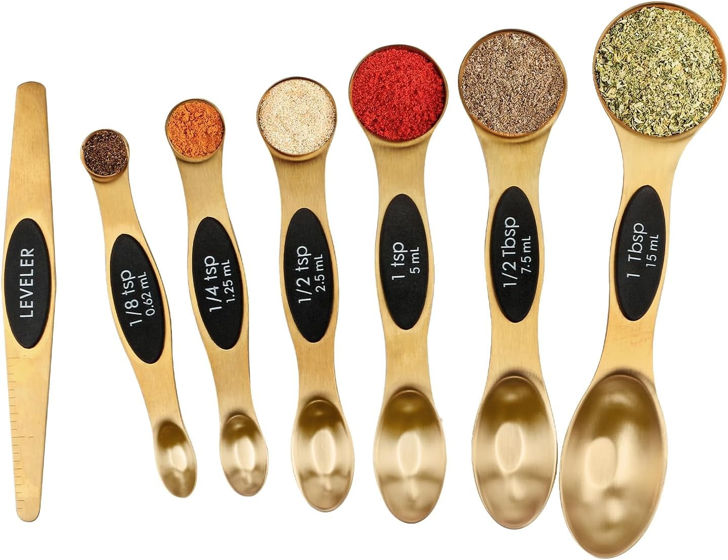 Measuring Spoons Set Stainless Steel with Leveler, Stackable Metal ...