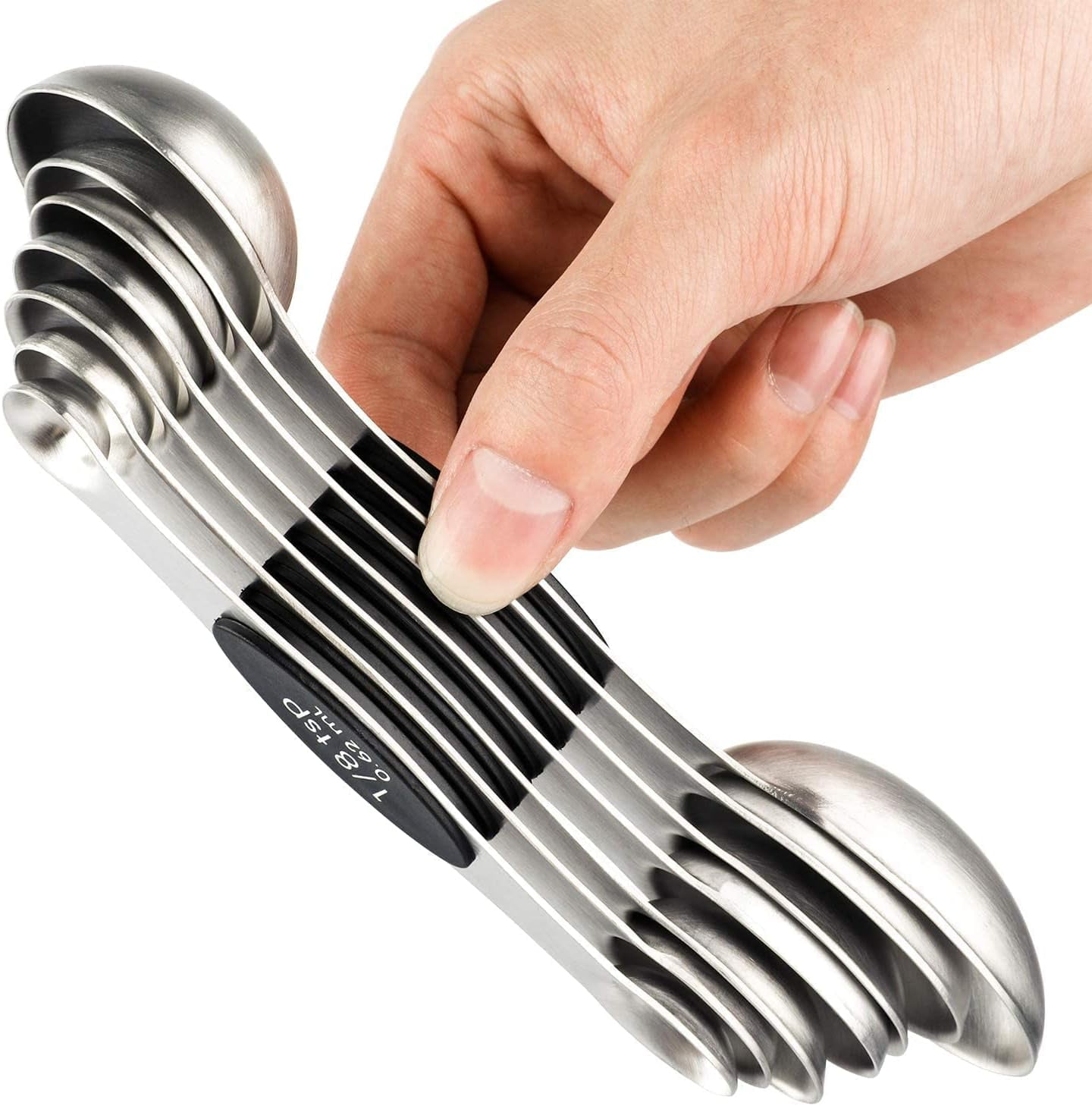 Measuring Spoons Set of 7 Stainless Steel Dual Sided Teaspoon ...