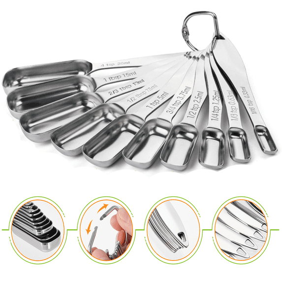 Measuring Spoons Stainless Steel, 10 Stainless Steel Metal Measuring ...